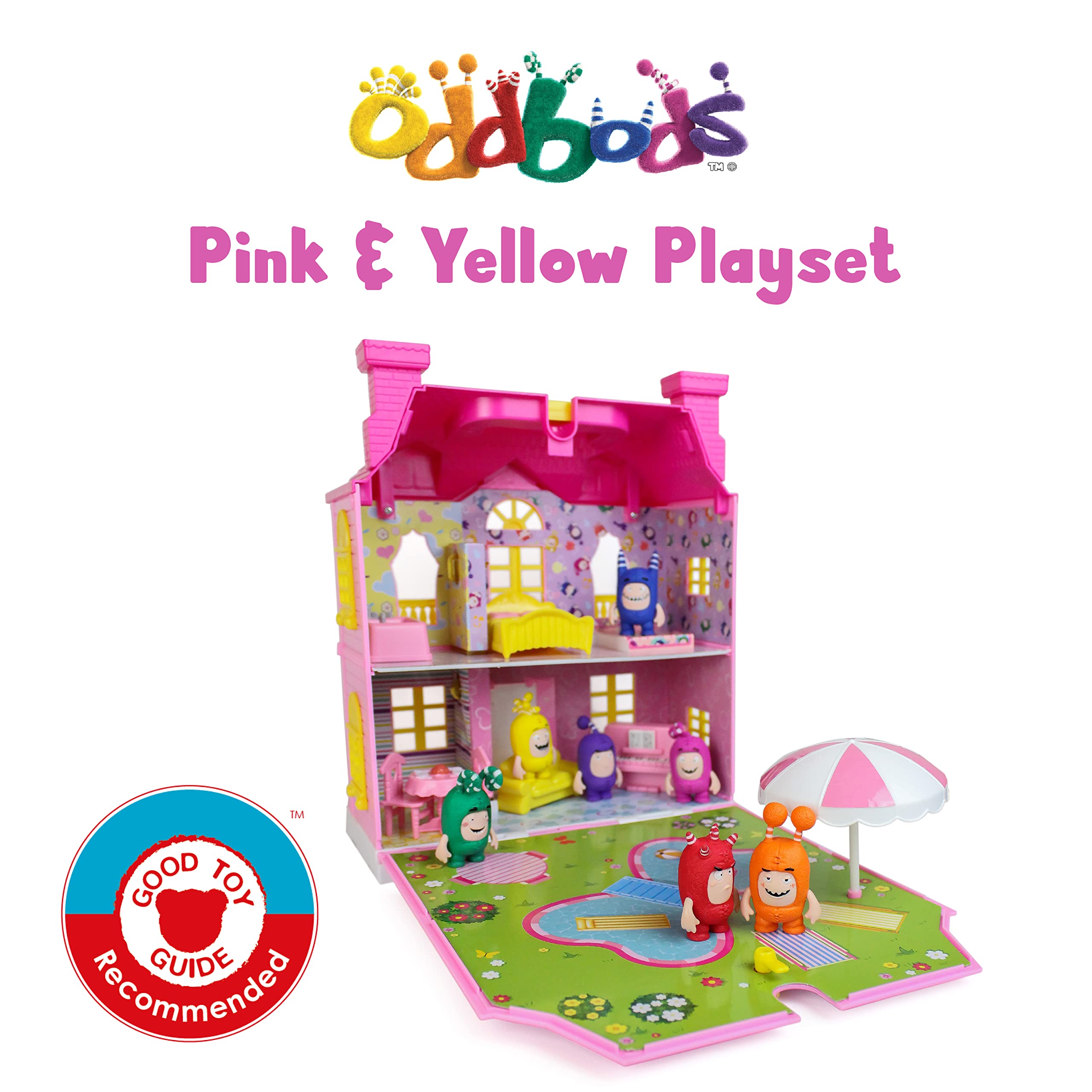 Buy Oddbods Pink and Yellow House Playset for Kids - Features Indoor ...
