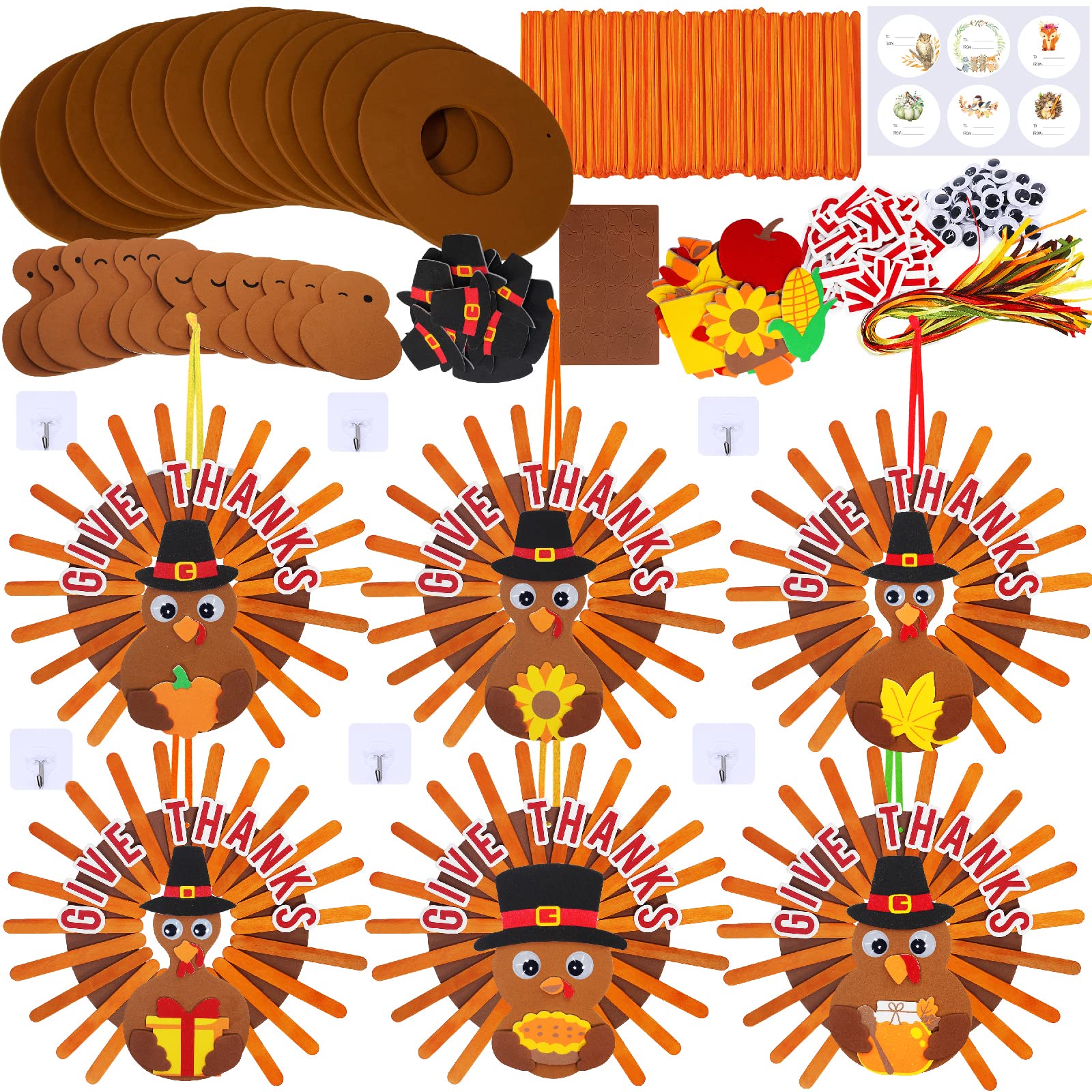 Amazon.com: Winlyn 12 Sets Thanksgiving Wreath Signs Decorations Art ...