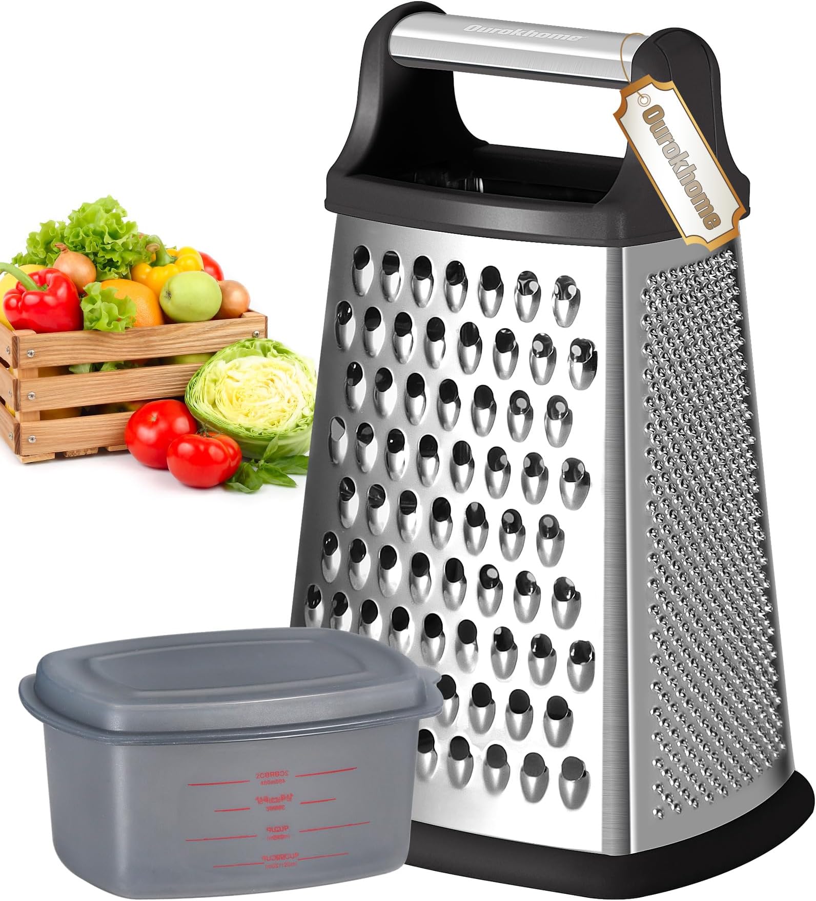 Amazon.com: Rainspire Professional Box Grater, Cheese Grater Box for ...