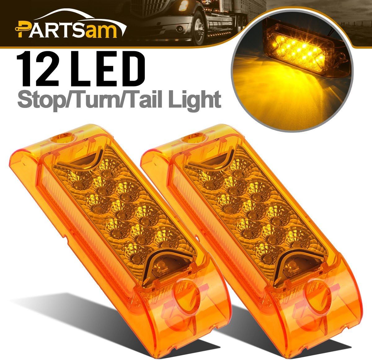 Amazon.com: Partsam PAIR 6" Amber LED Reflective Rectangle Clearance ...