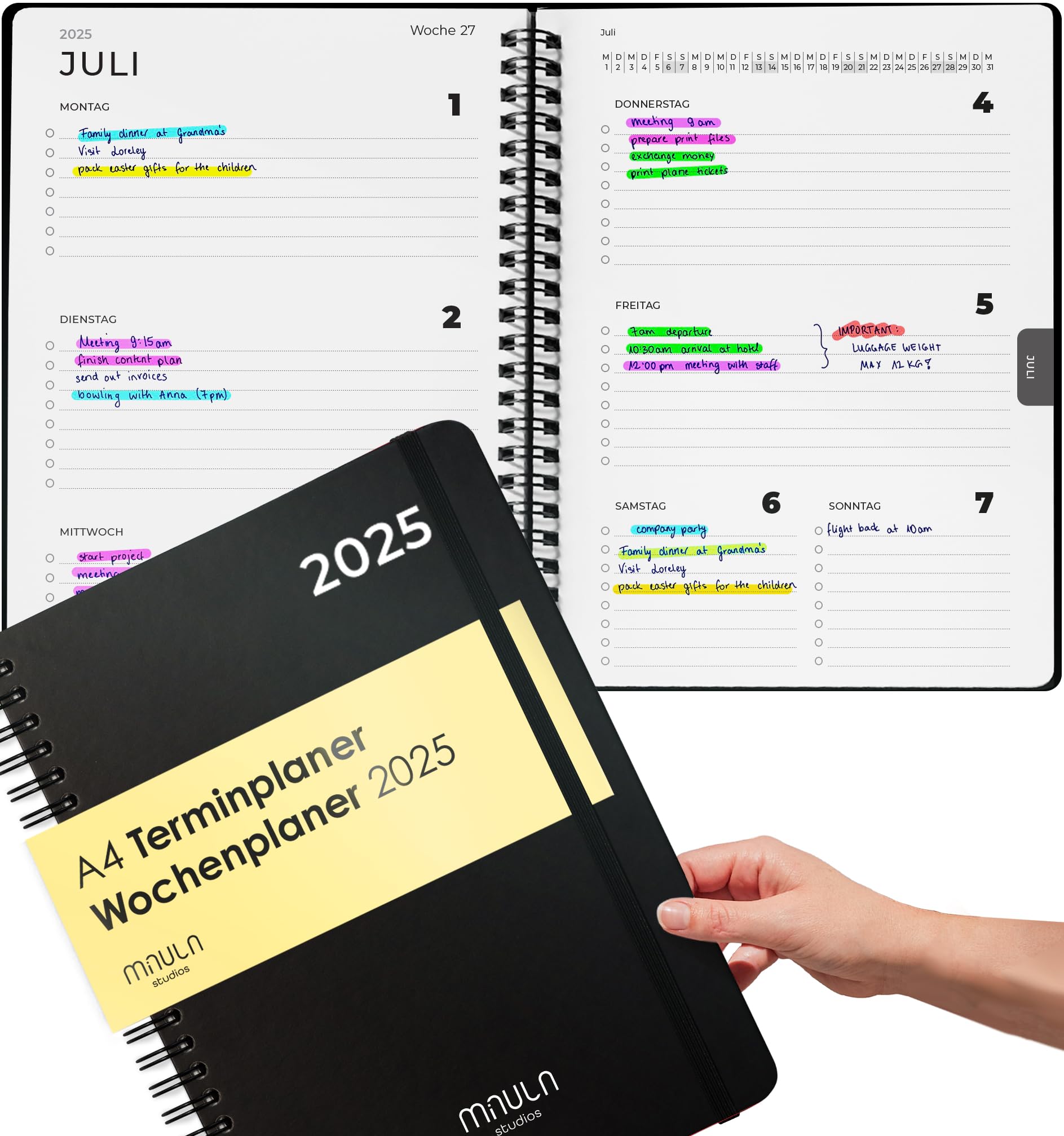 Milula Studiosa4 Diary 2025 Book Calendar A4 January To December ...