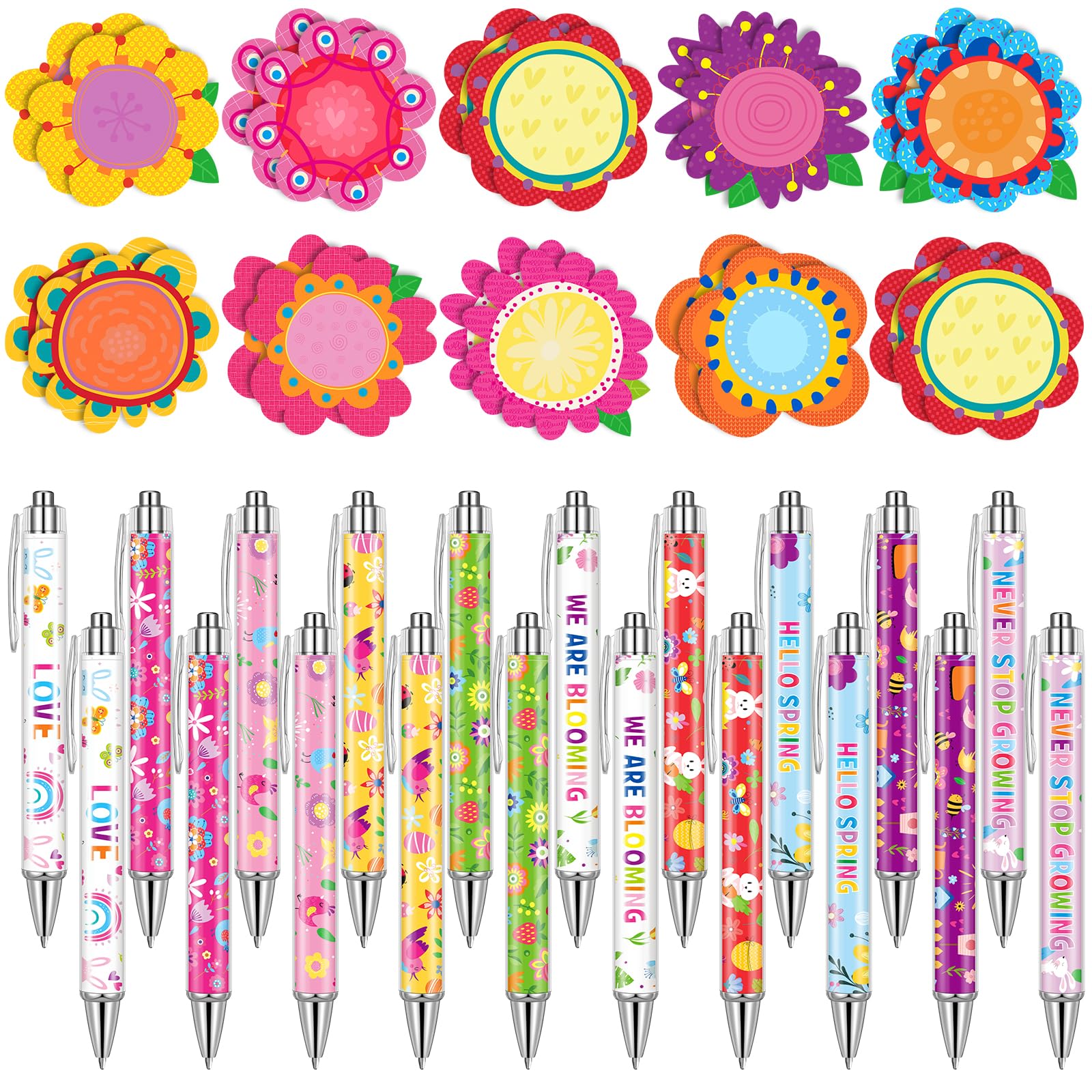 Amazon.com : Geyee Flower Theme Sticky Notes and Pens Set, Floral Memo ...