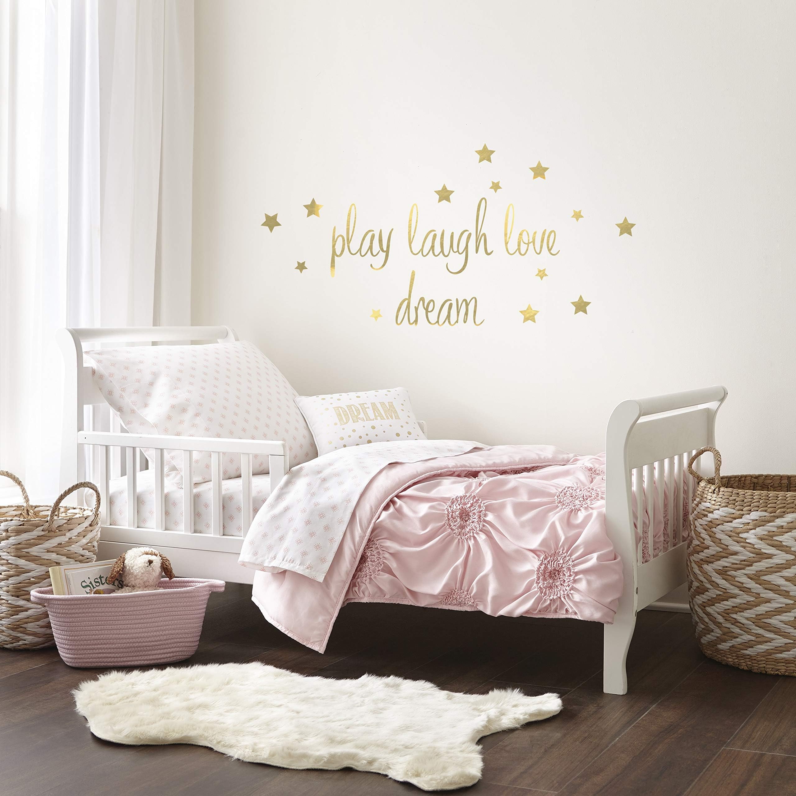 Amazon.com: Levtex Baby - Fiori Toddler Bed Set - Black, Blush, Pink ...