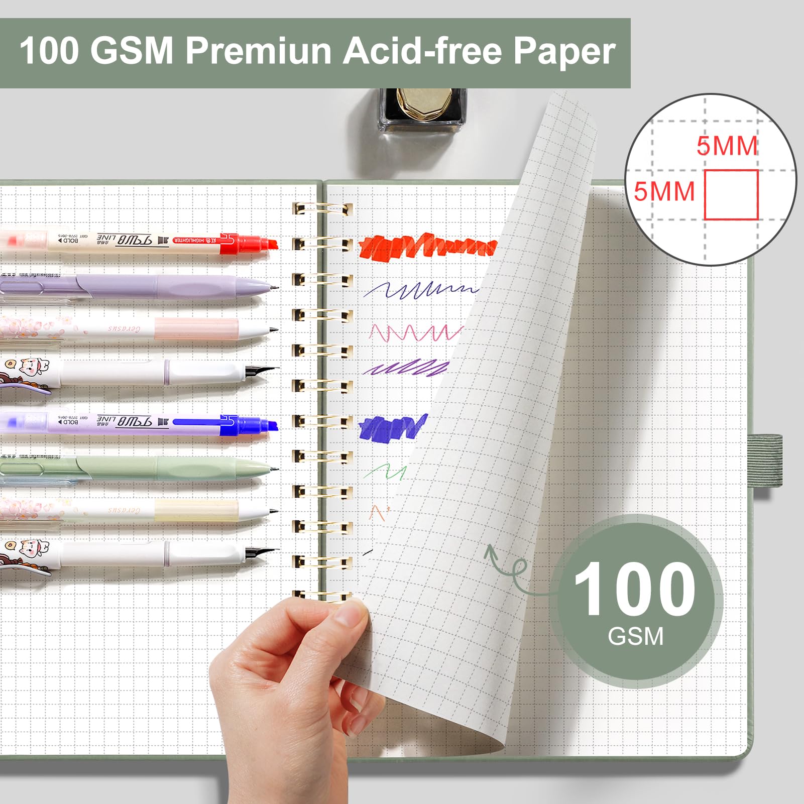 Snapklik.com : Graph Paper Notebook, 5.7" X 8.22" A5 Hardcover Leather ...
