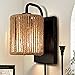 Wvsrbyr Boho Wall Light Fixtures,Rattan Wall Sconce with Hemp Rope ...