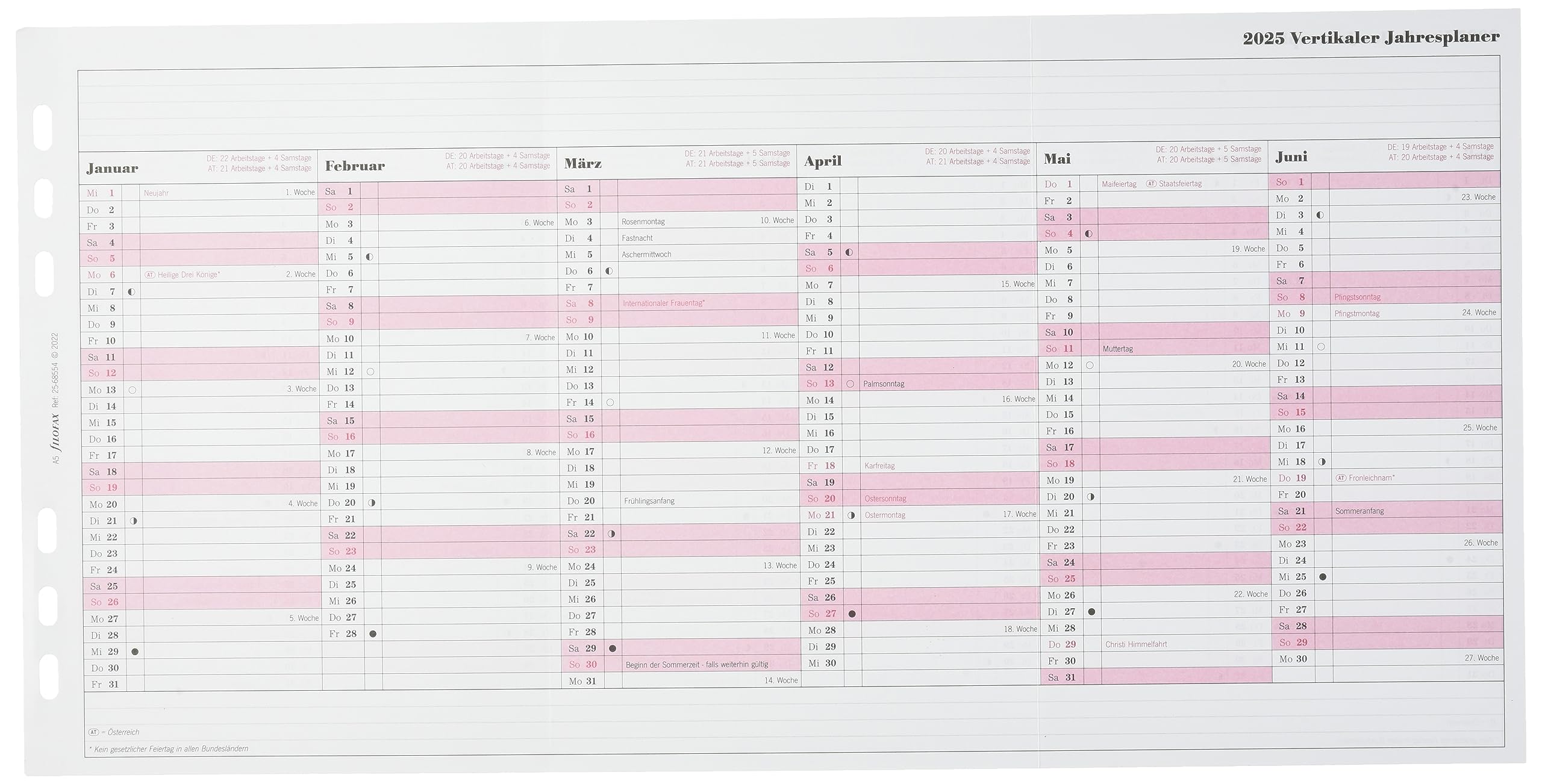 FILOFAX Calendar Insert A5 Professional Year Planner (German) 2025 ...