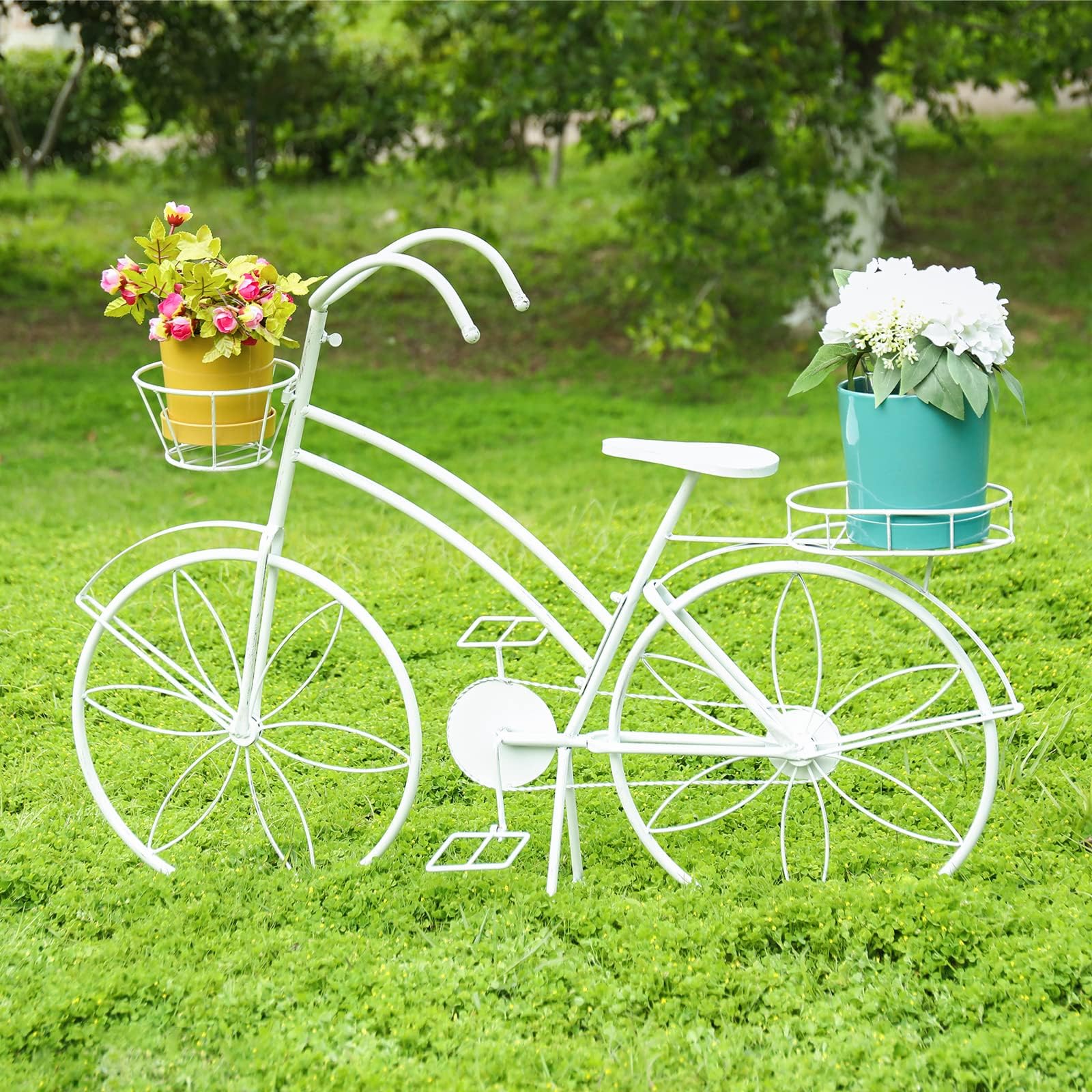 Amazon.com: Chonsun Bicycle Planter with 2 Basket Bicycle Plant Stand ...