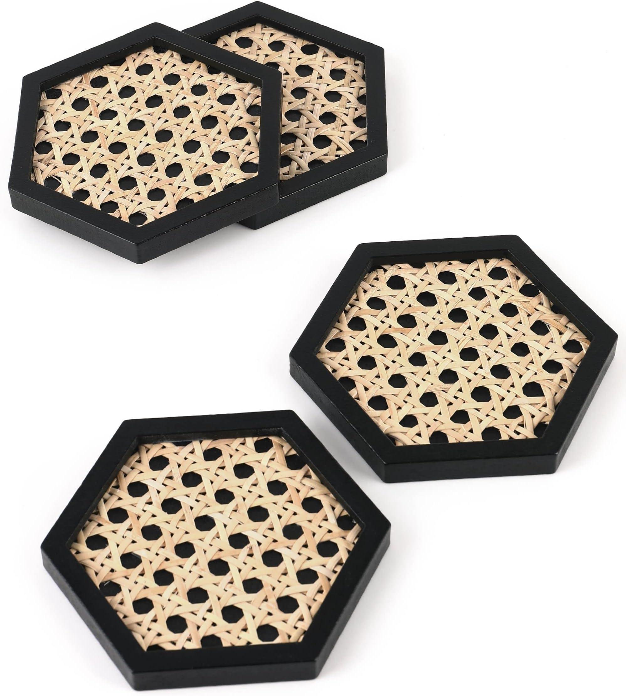 Amazon.com: Unique Wooden Rattan Coasters | Stylish Rattan Decor to ...