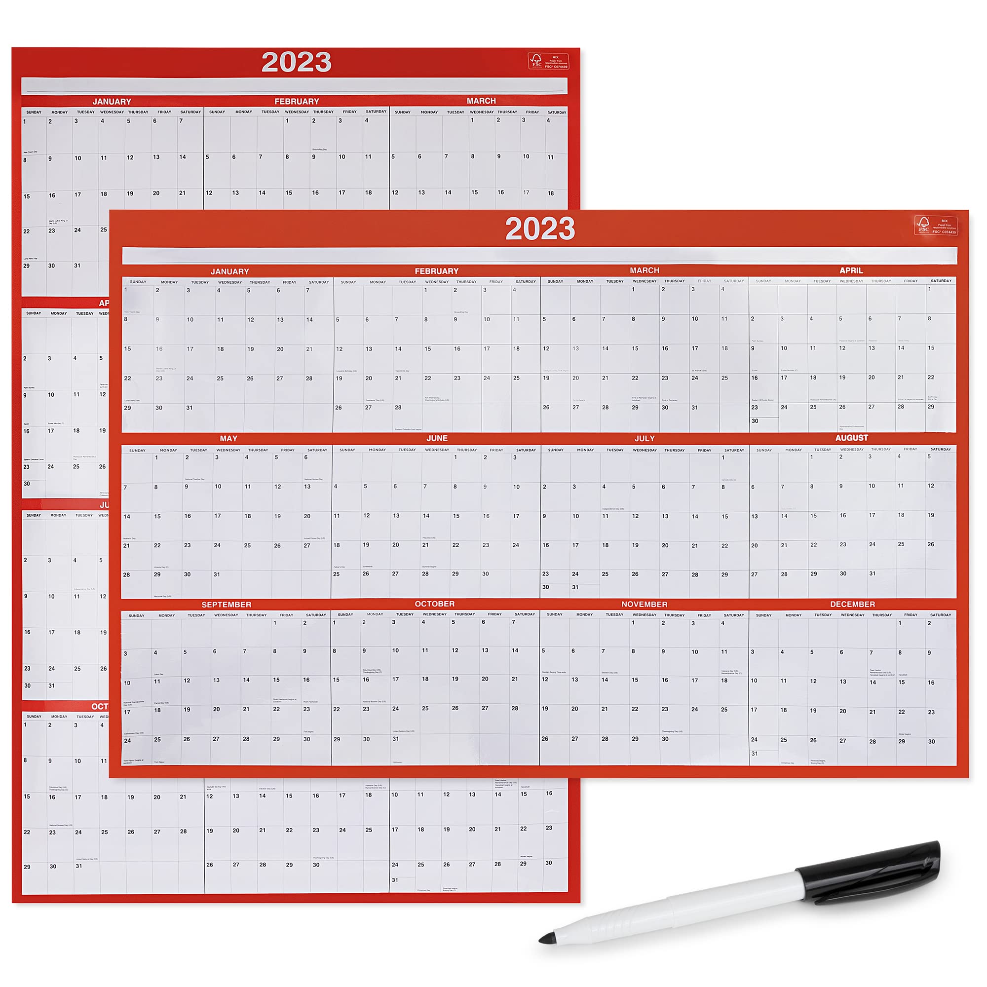 Buy 2023 Wall , 24" x 36" Extra Large Erasable Wet & Dry Erase ...