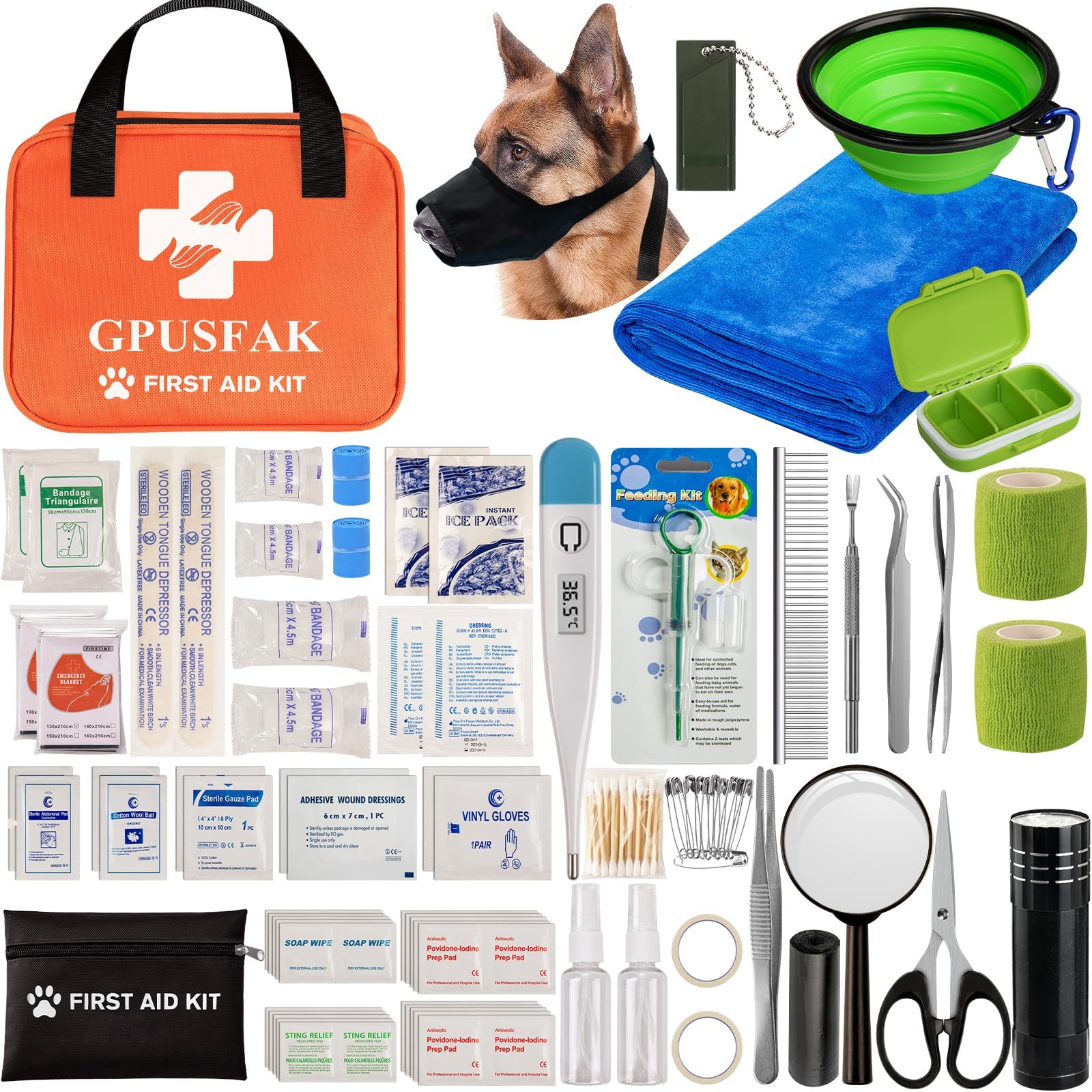 Pet Supplies : GPUSFAK Pet First Aid Kit for Dogs and Cats - Pet ...