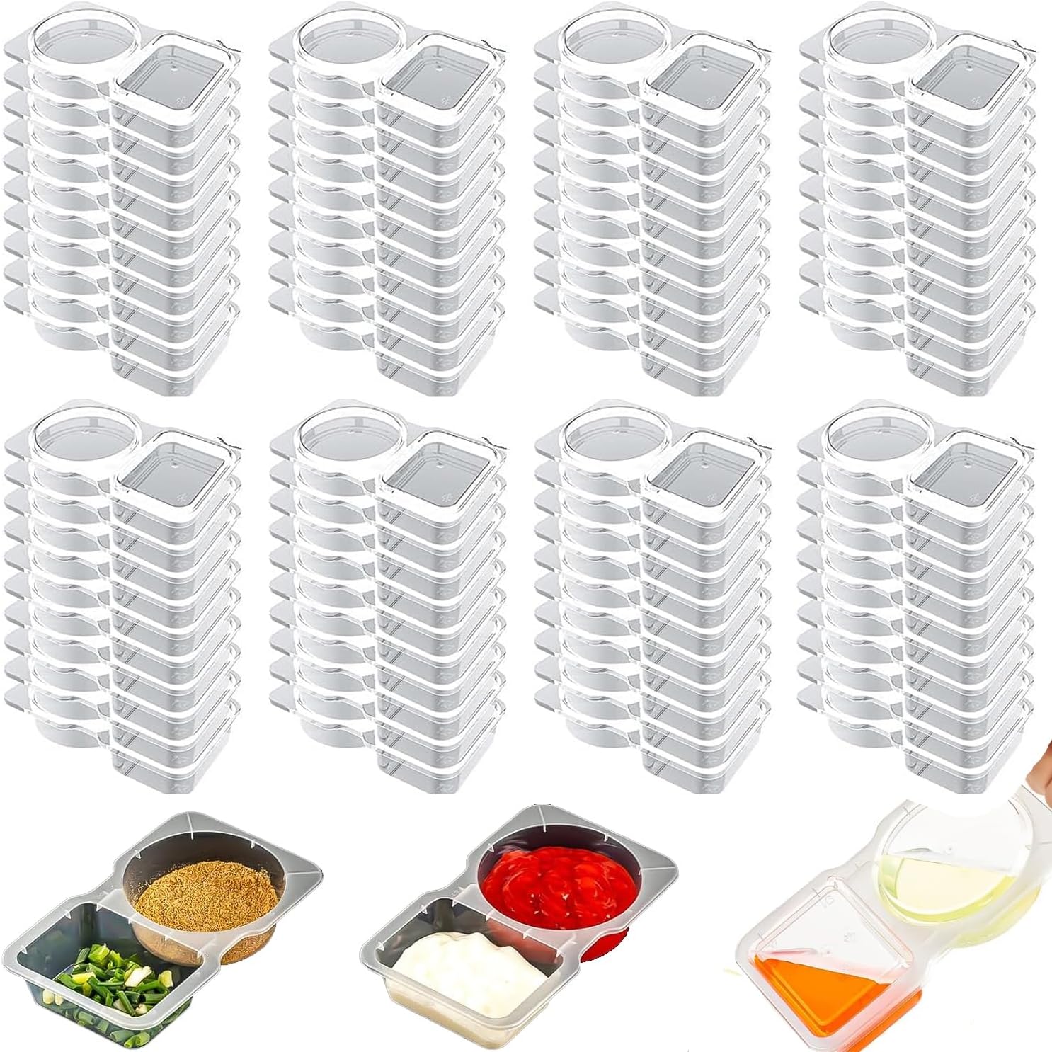 Amazon.com: 20 Sets Reusable Snack Containers with Lids – 2-Compartment ...