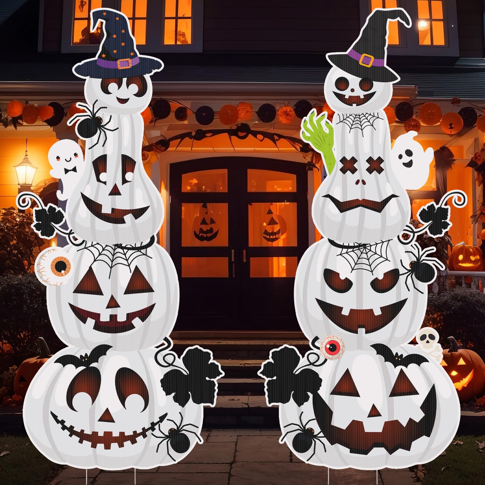 Amazon.com : 2 Pcs 39 Inch Large Halloween Yard Decorations Pumpkin ...