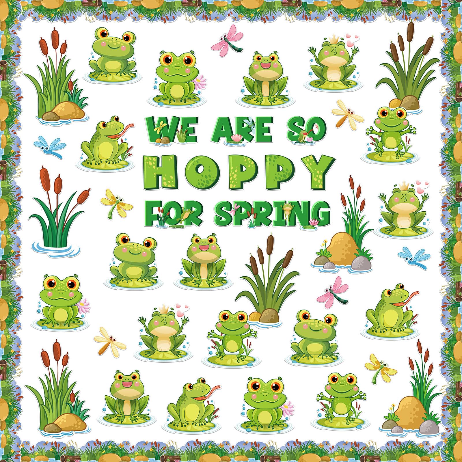 Snapklik.com : 68 Pcs Frog Bulletin Board Set Spring Summer Classroom ...