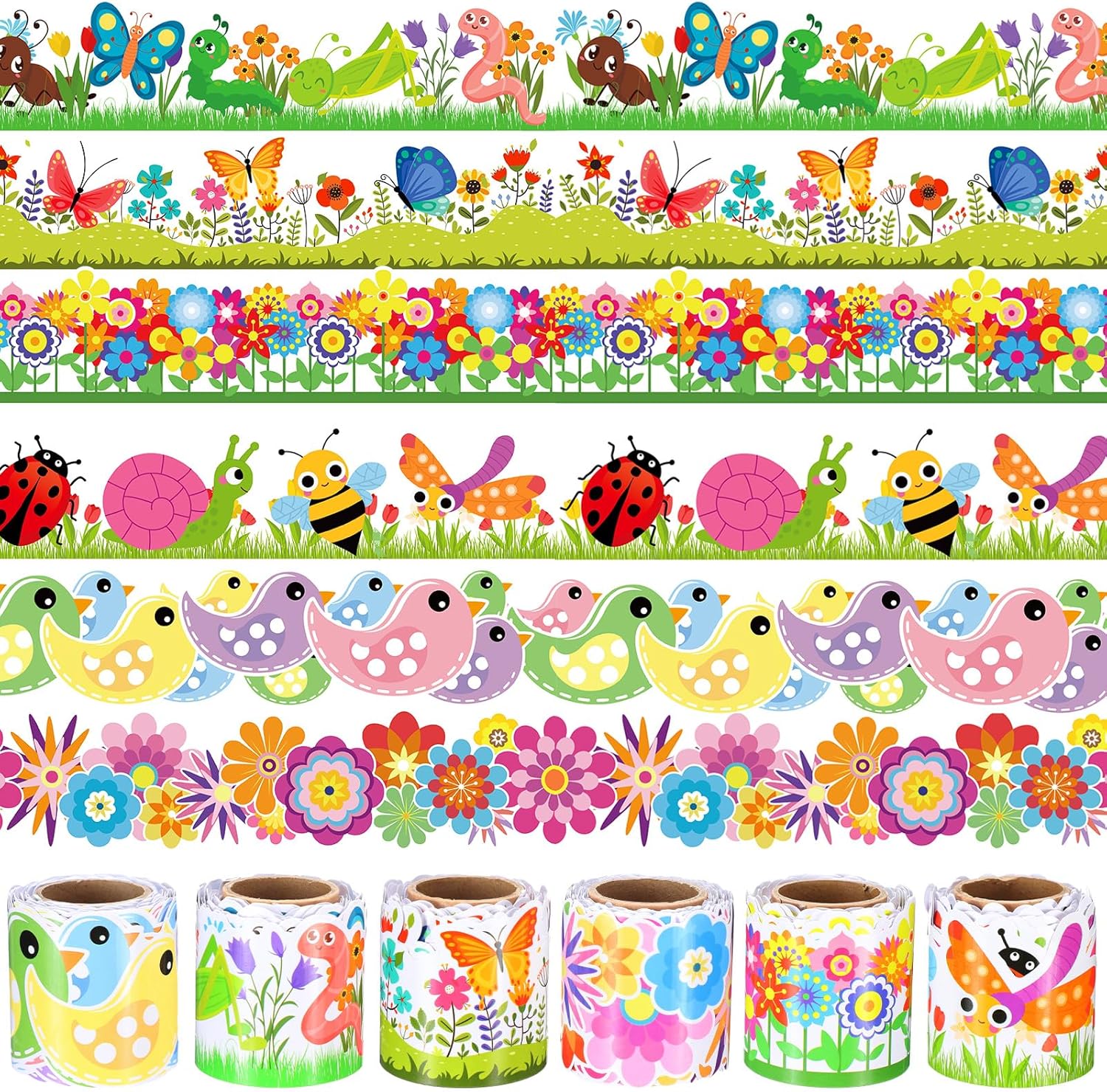 Amazon.com: Seajan 6 Roll 197 ft Spring Bulletin Board Borders ...