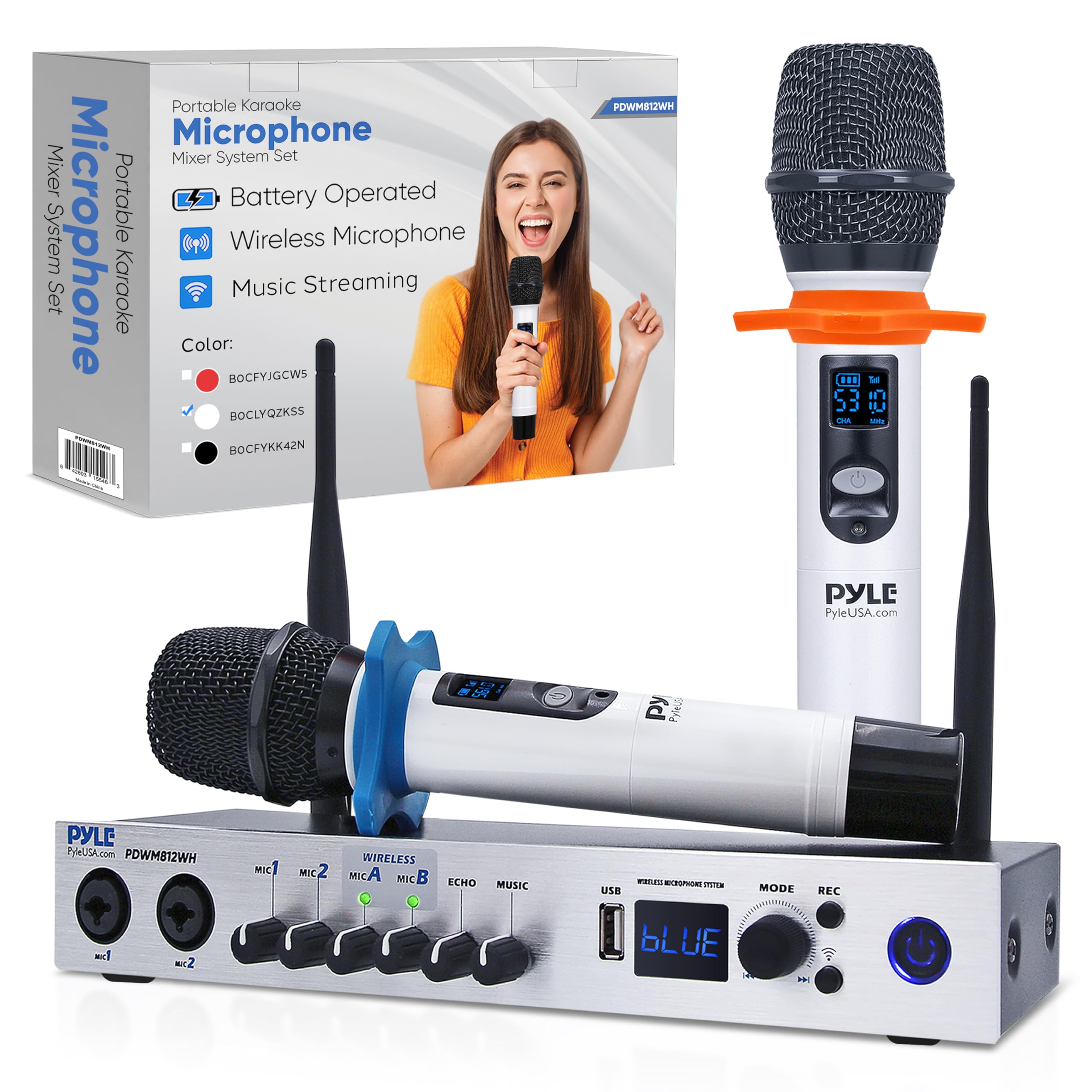 Amazon.com: Pyle, UHF Wireless Microphone System, Portable Digital ...