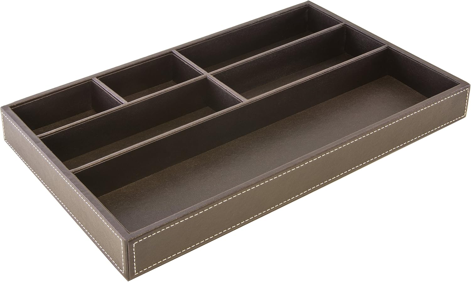 OSCO Brown Faux Leather Drawer Organiser Tray – Modern Minimalist ...