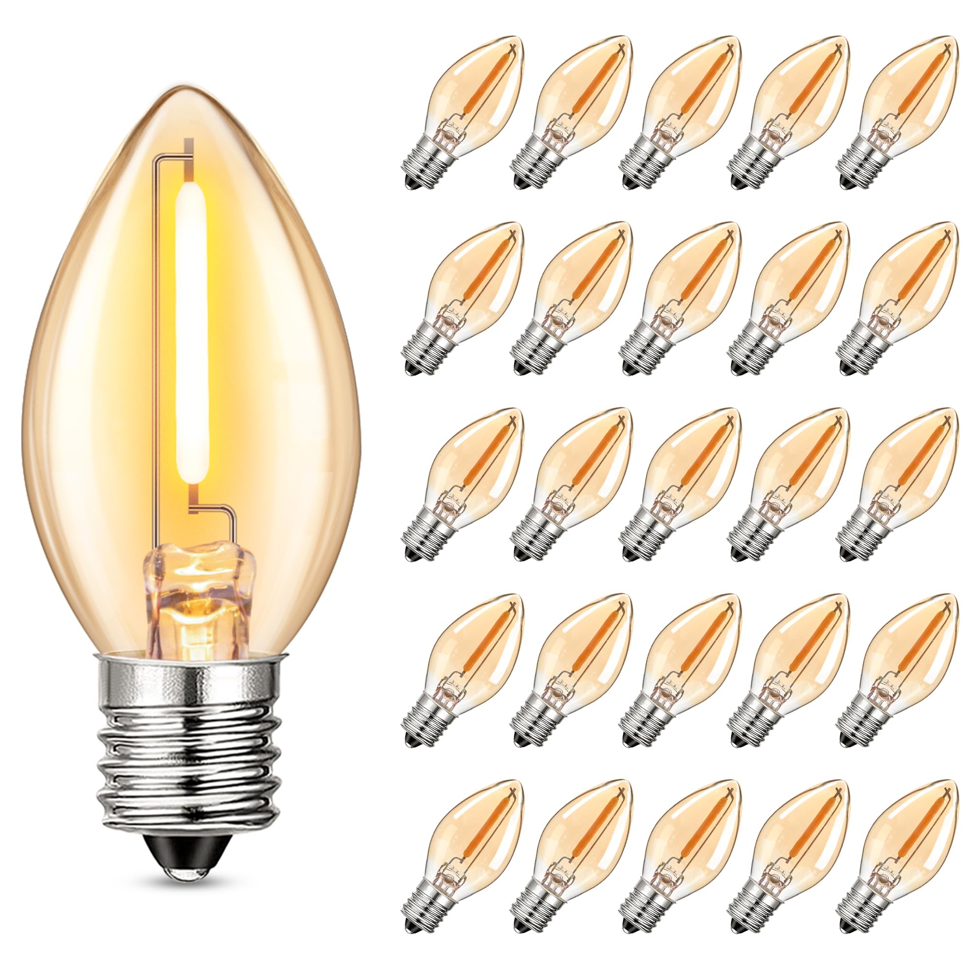 C7 LED Replacement Small Light Bulbs,E12 Candelabra Base Outdoor String ...