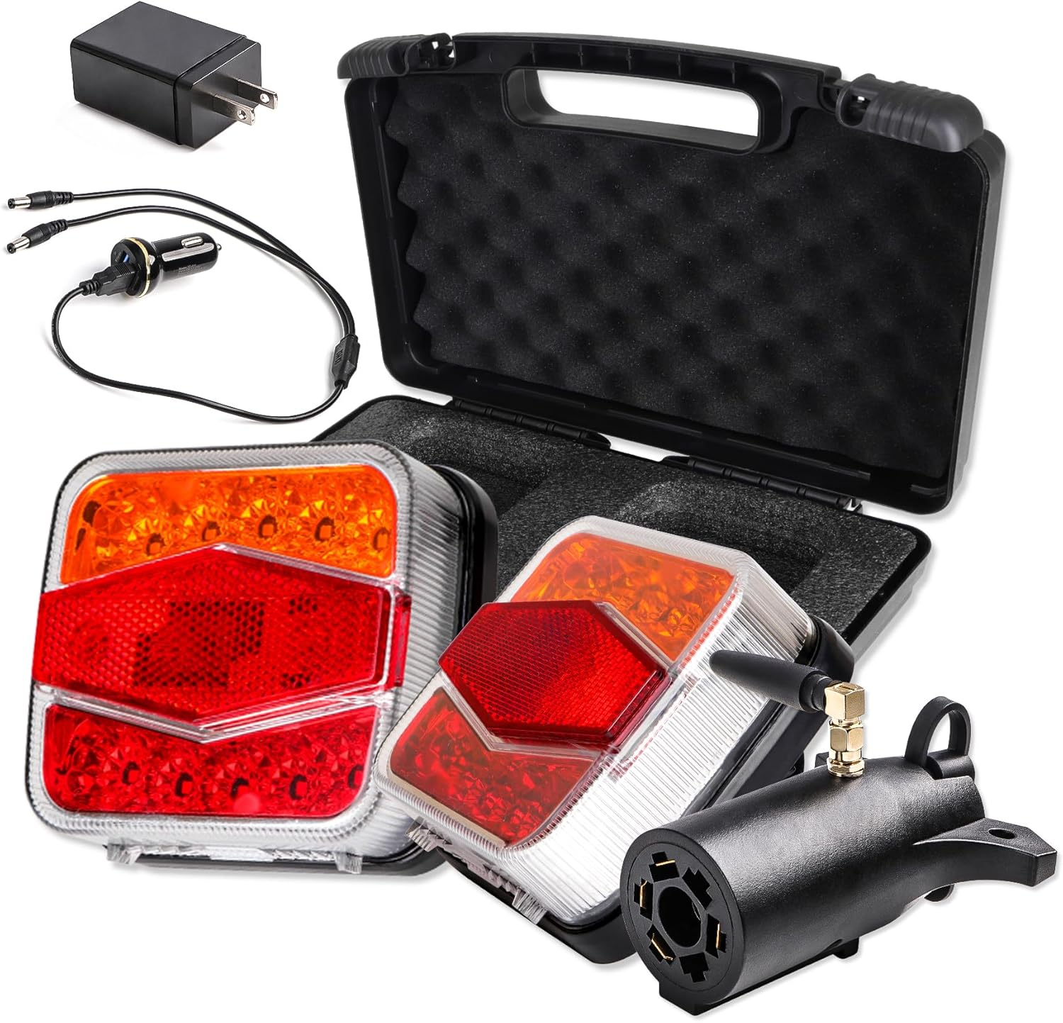 Amazon.com: Danhonwin LED Tow Trailer Lights Kit Wireless Magnetic ...