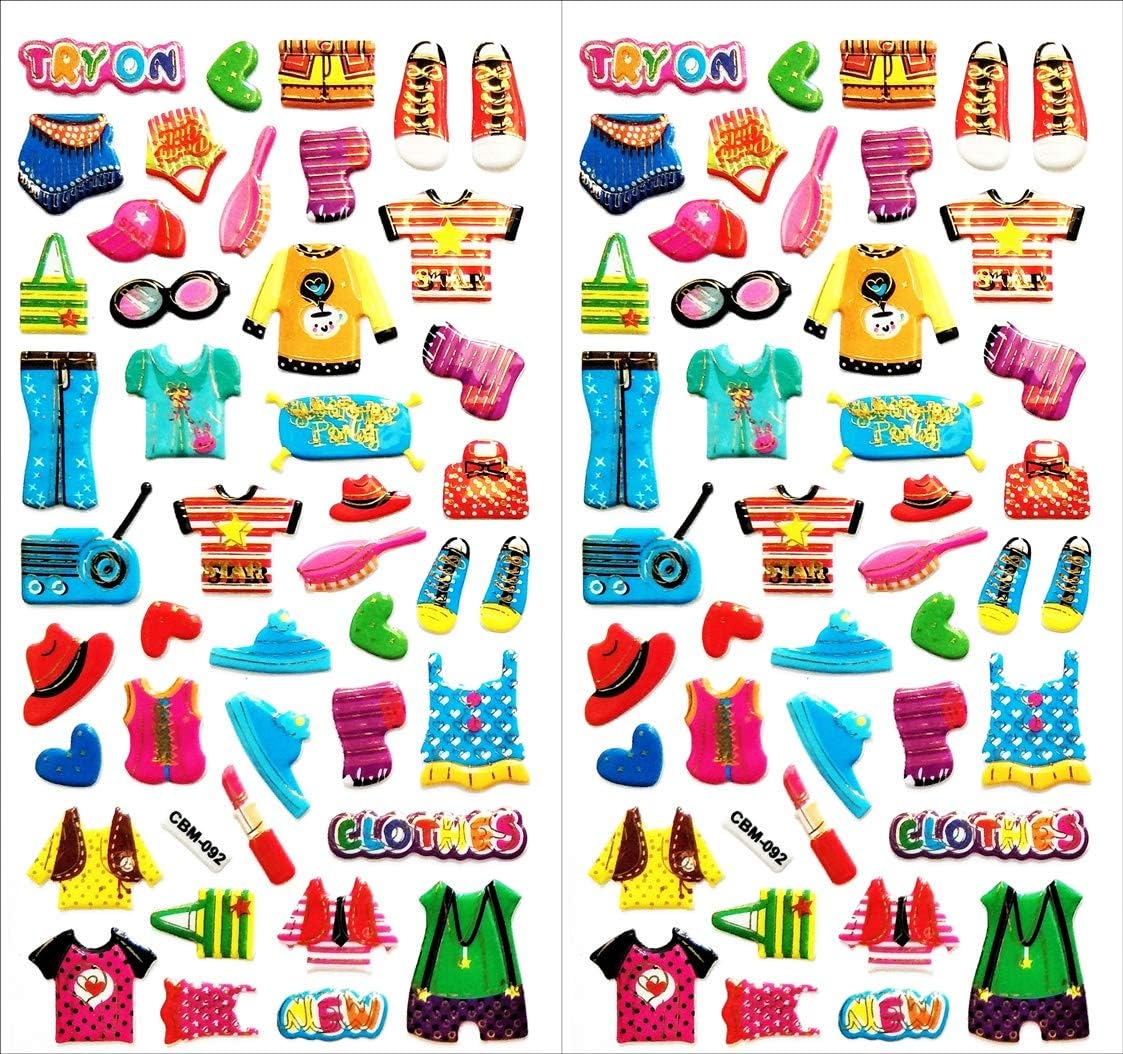 Amazon.com: Stickers 2 Sheets Label Stickers Clothes Dress Beauty ...