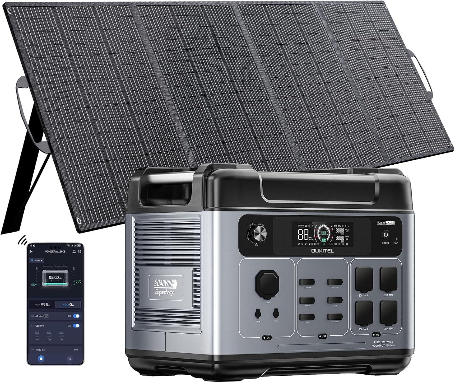 Amazon.com: Portable Power Station, 2048Wh LiFePO4 Solar Generator with ...
