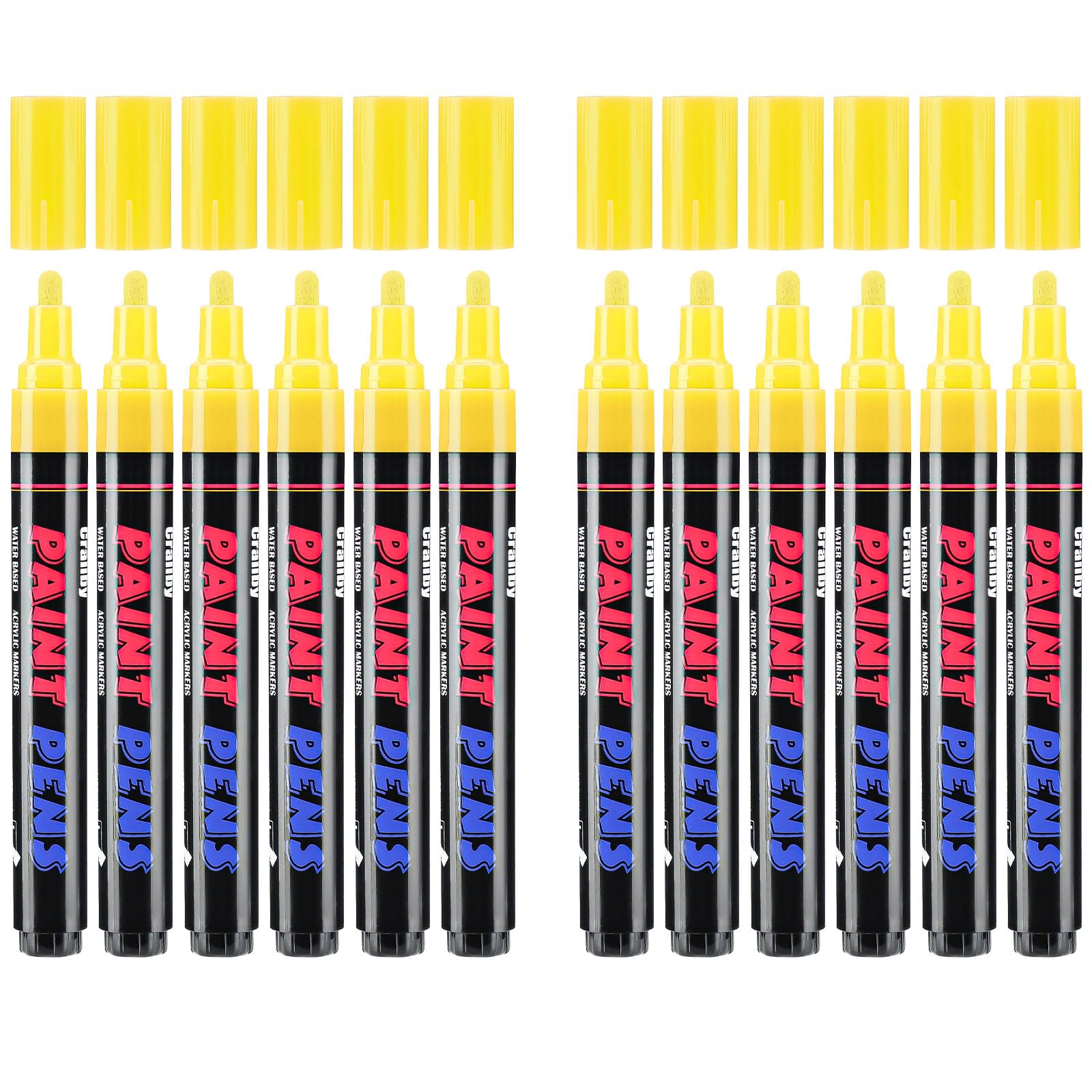 Amazon.com: Craiiby Yellow Paint Pens Paint Markers - 12 Pack Permanent ...