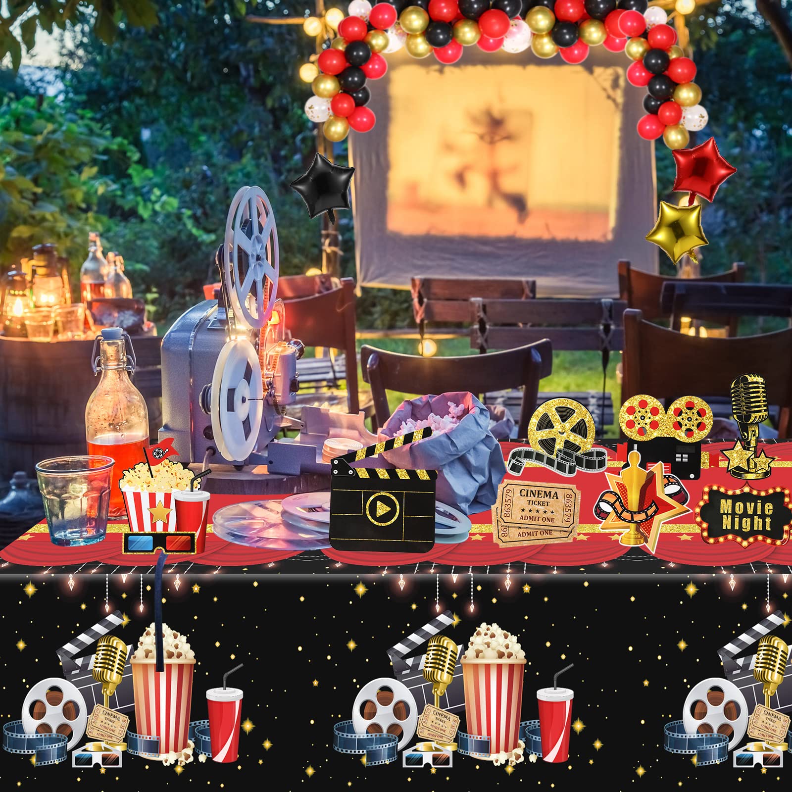 99 Pcs Movie Night Party Decorations Kit Include Movie Themed Table ...