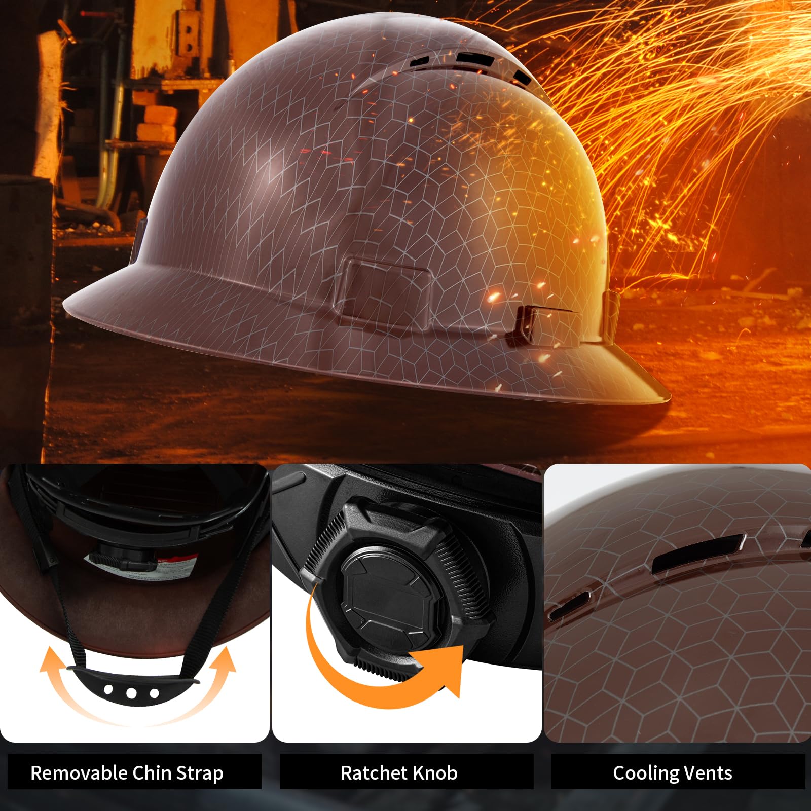 Snapklik.com : Full Brim Hard Hats Vented Construction Helmets OSHA ...