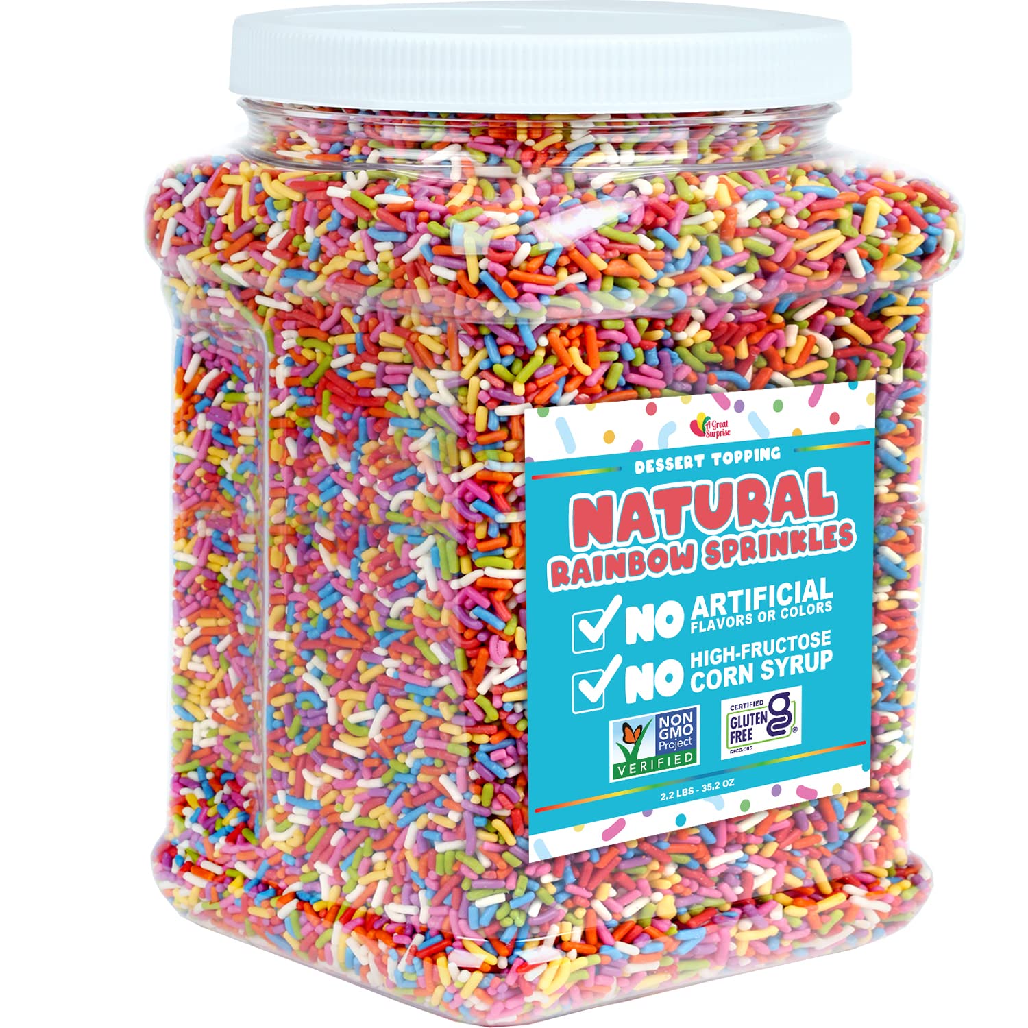 Amazon.com: Sprinkles Rainbow - 2.2 LB Container - 100% All NATURAL ...