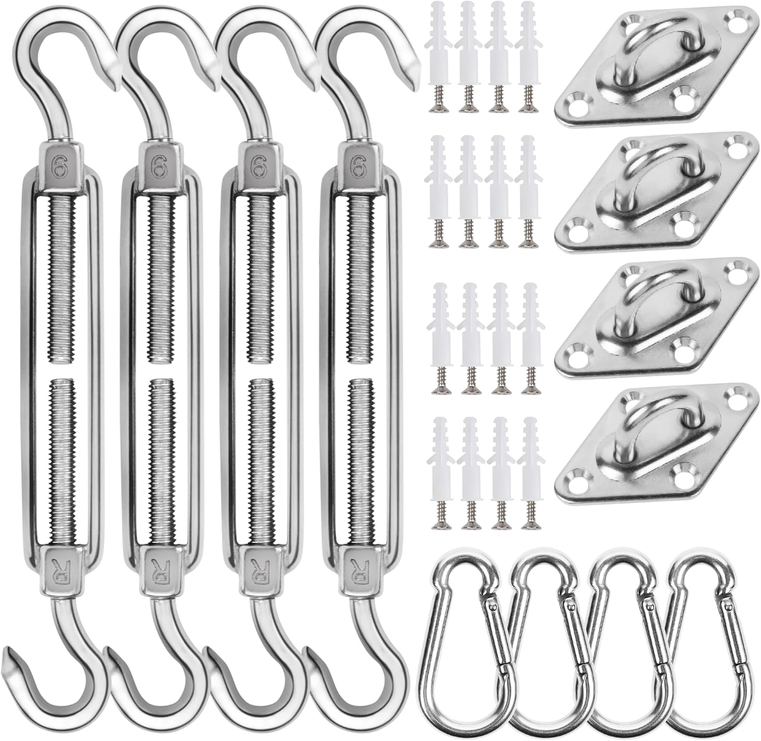 Amazon.com: yofit 44 Pcs Shade Sail Hardware Kit, 6 Inch Outdoor Sun ...