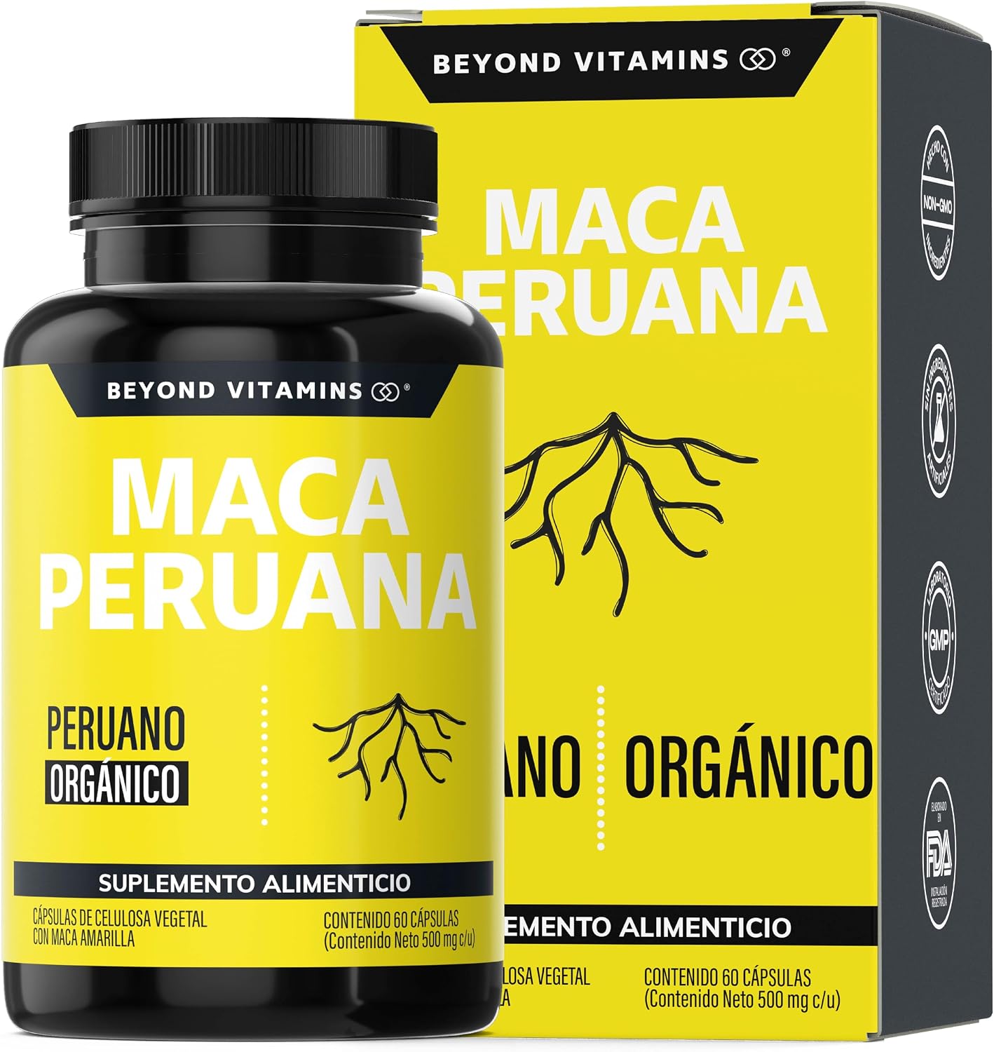 Maca Peruana Amarilla | 1000mg de Maca Peruana Orgánica por cápsula ...