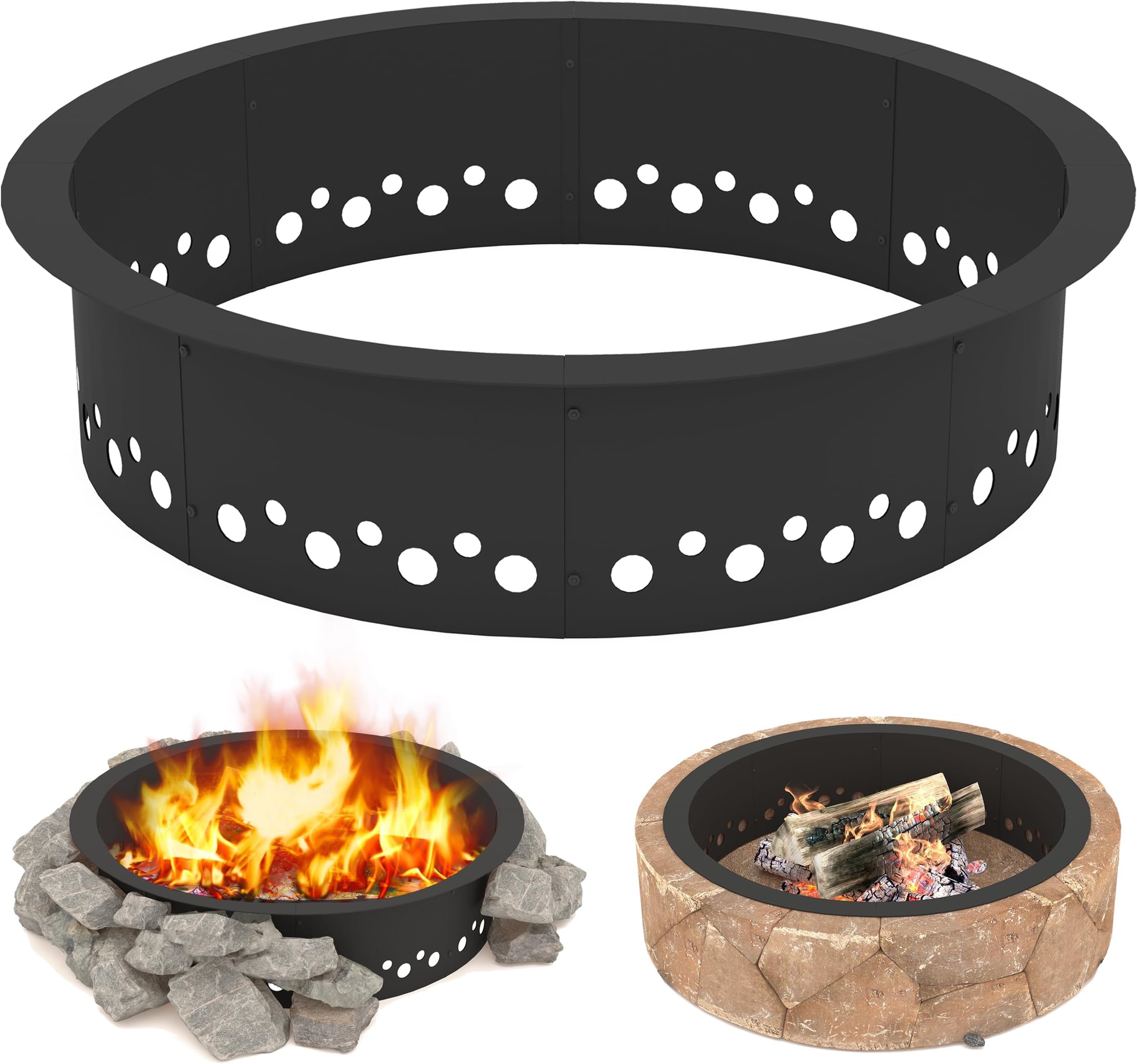 Amazon.com: Poolergetic 60 inch Inner Fire Pit Ring, 64 inch Outer ...