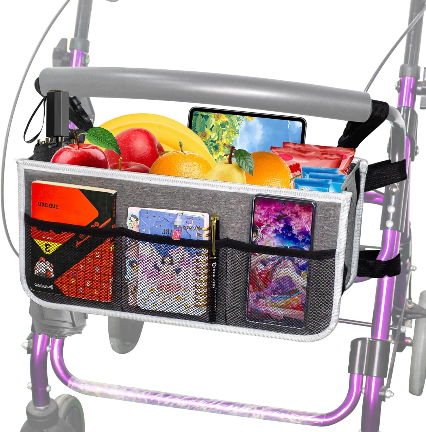 Amazon.com: Rollator Basket,Rollator Walker Bag Cup Holder,Large ...
