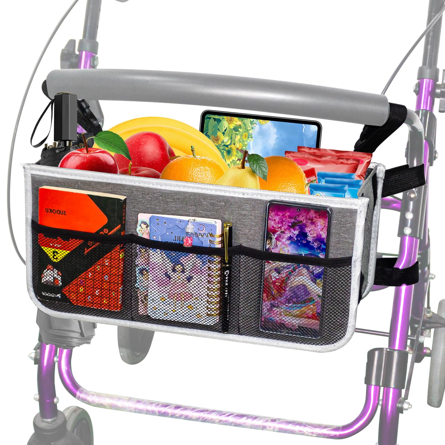 Amazon.com: Rollator Basket,Rollator Walker Bag Cup Holder,Large ...