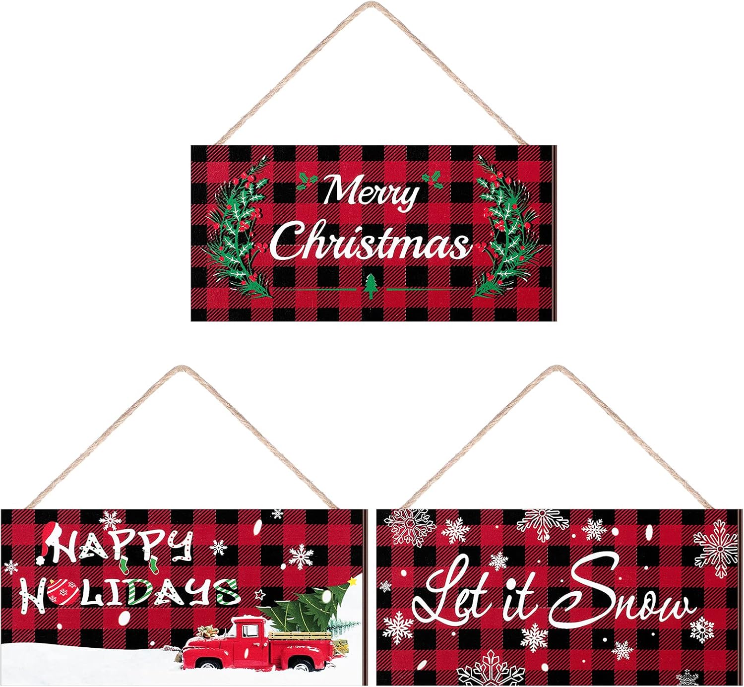 Amazon.com: 3 Pieces Christmas Sign Merry Christmas Decoration Let It ...
