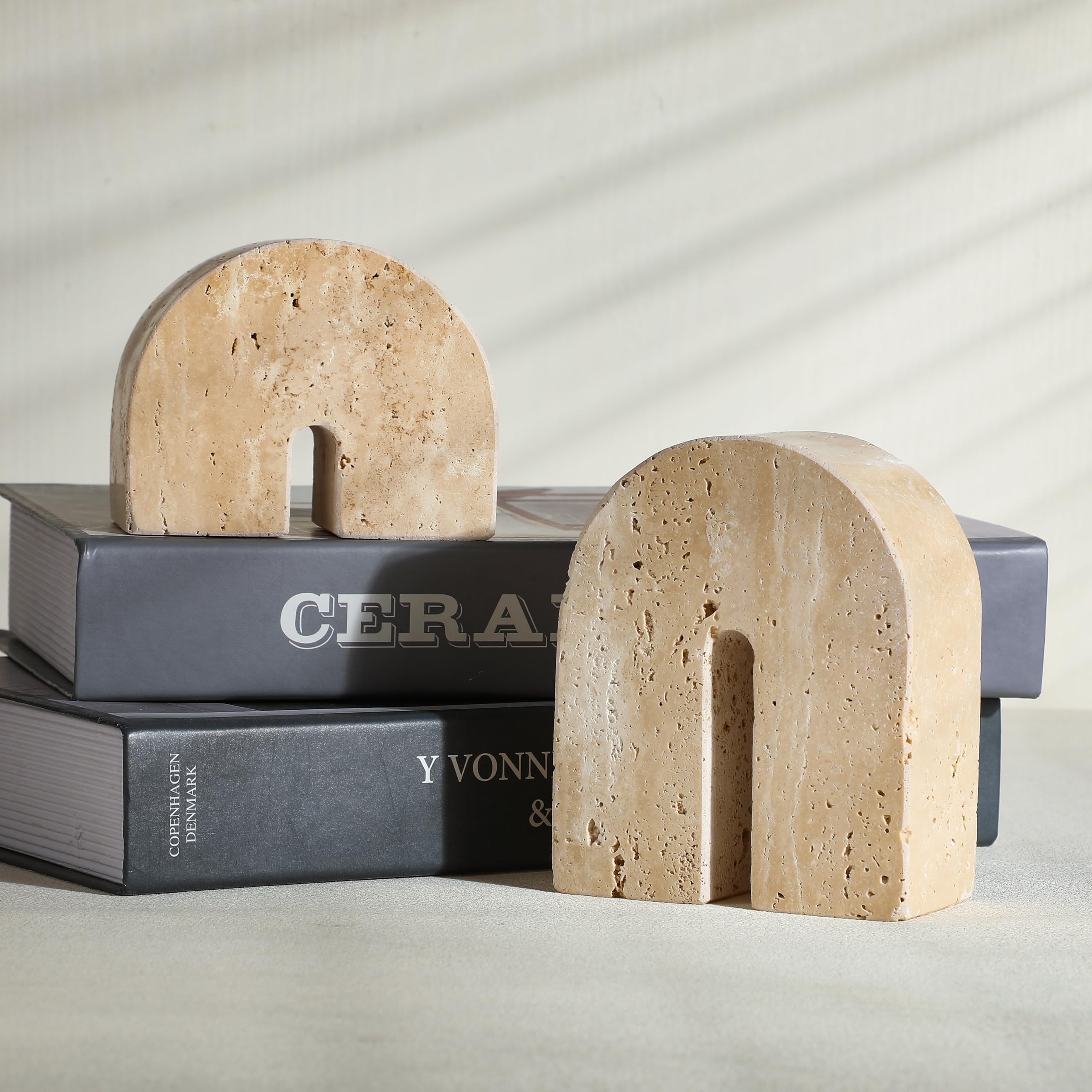Amazon.com: Creative Co-Op Decorative Travertine Wave Bookends, Natural ...