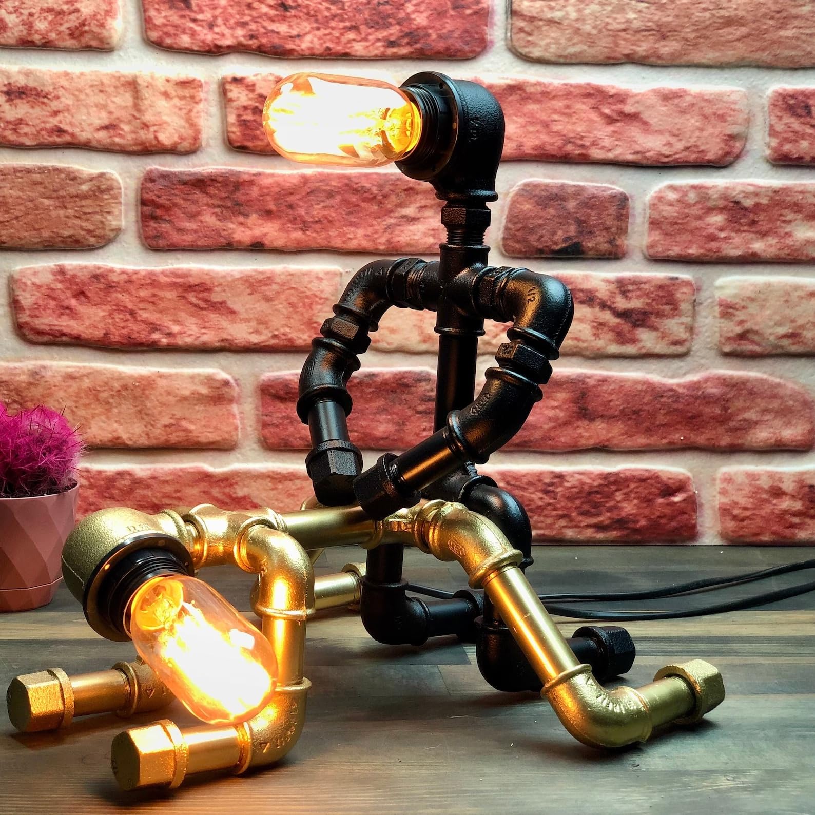 Water Pipe Table Lamp - Robot Style Steampunk Retro Industrial Lamp ...