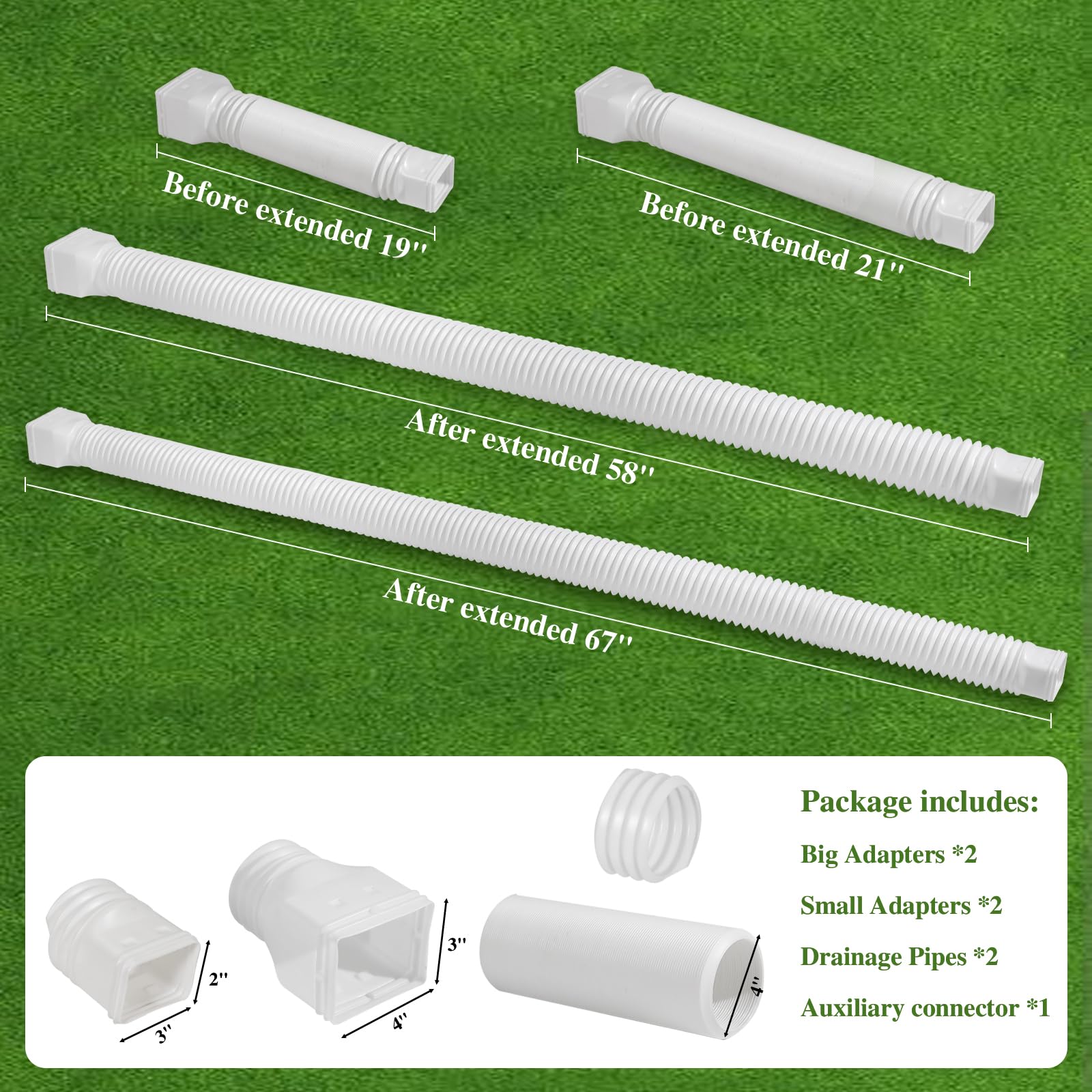 Black Extensions Plusgutter Green-2pack s Flexible, Drain Downspout ...