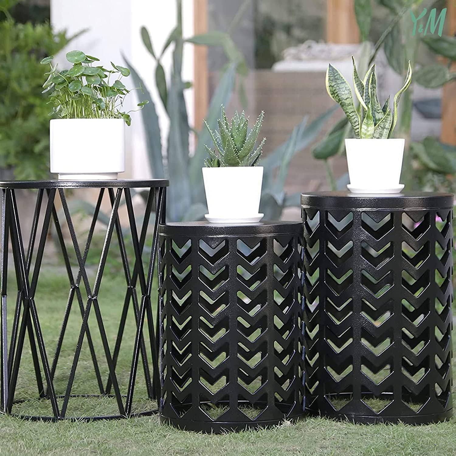 Amazon.com: Set of 3 Stacking Coffee Table for Living Room, Indoor End ...