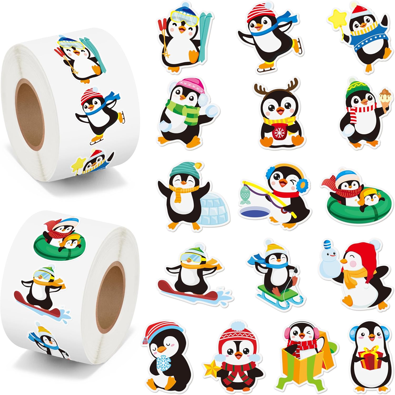 Amazon.com: BeYumi Winter Cute Penguin Sticker - 1000Pcs Winter Penguin ...