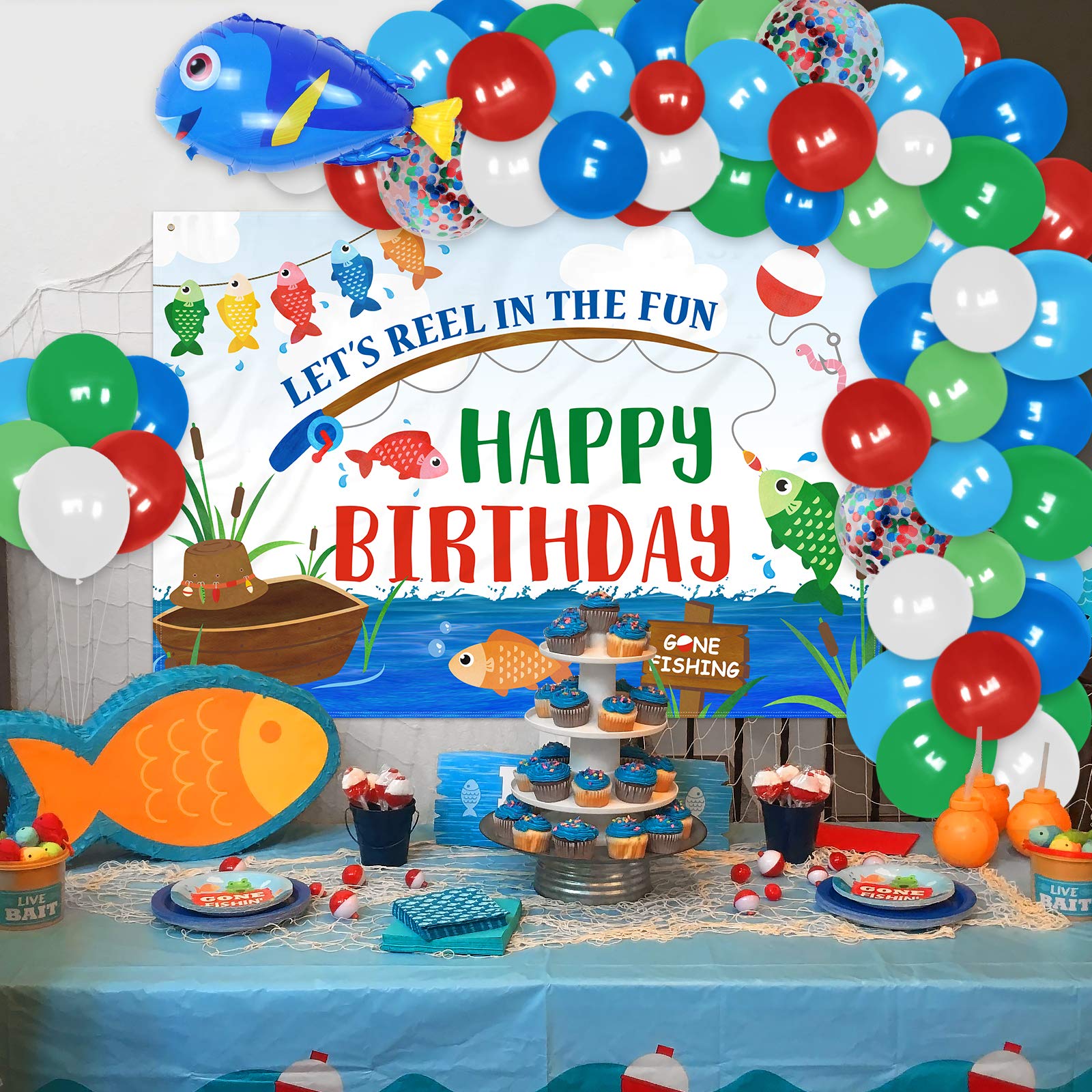 Buy Fishing Birthday Party Supplies Kit, Summer Gone Fishing Party ...