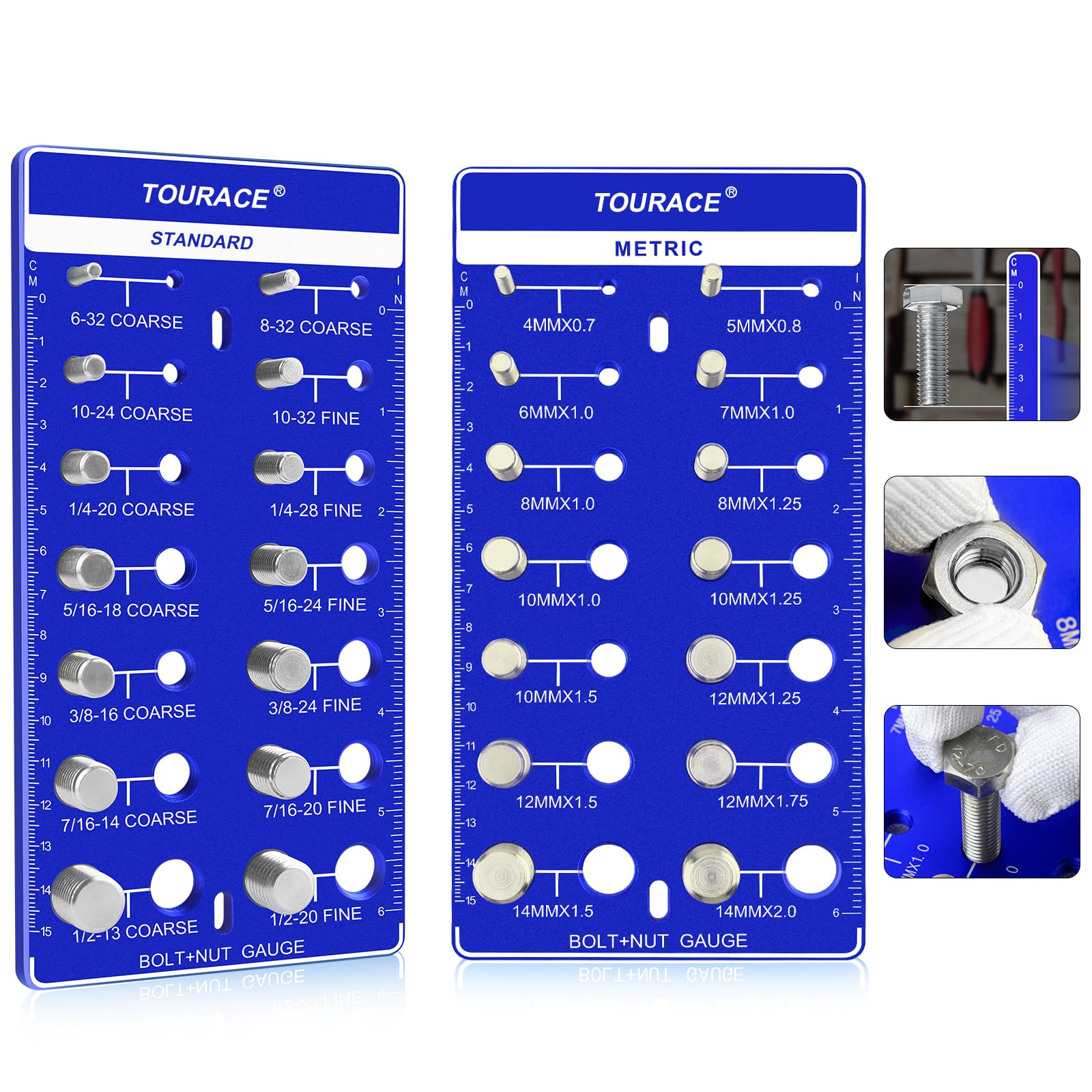 2Pcs Thread Checker, Nut and Bolt Thread Checker, Standard SAE and ...