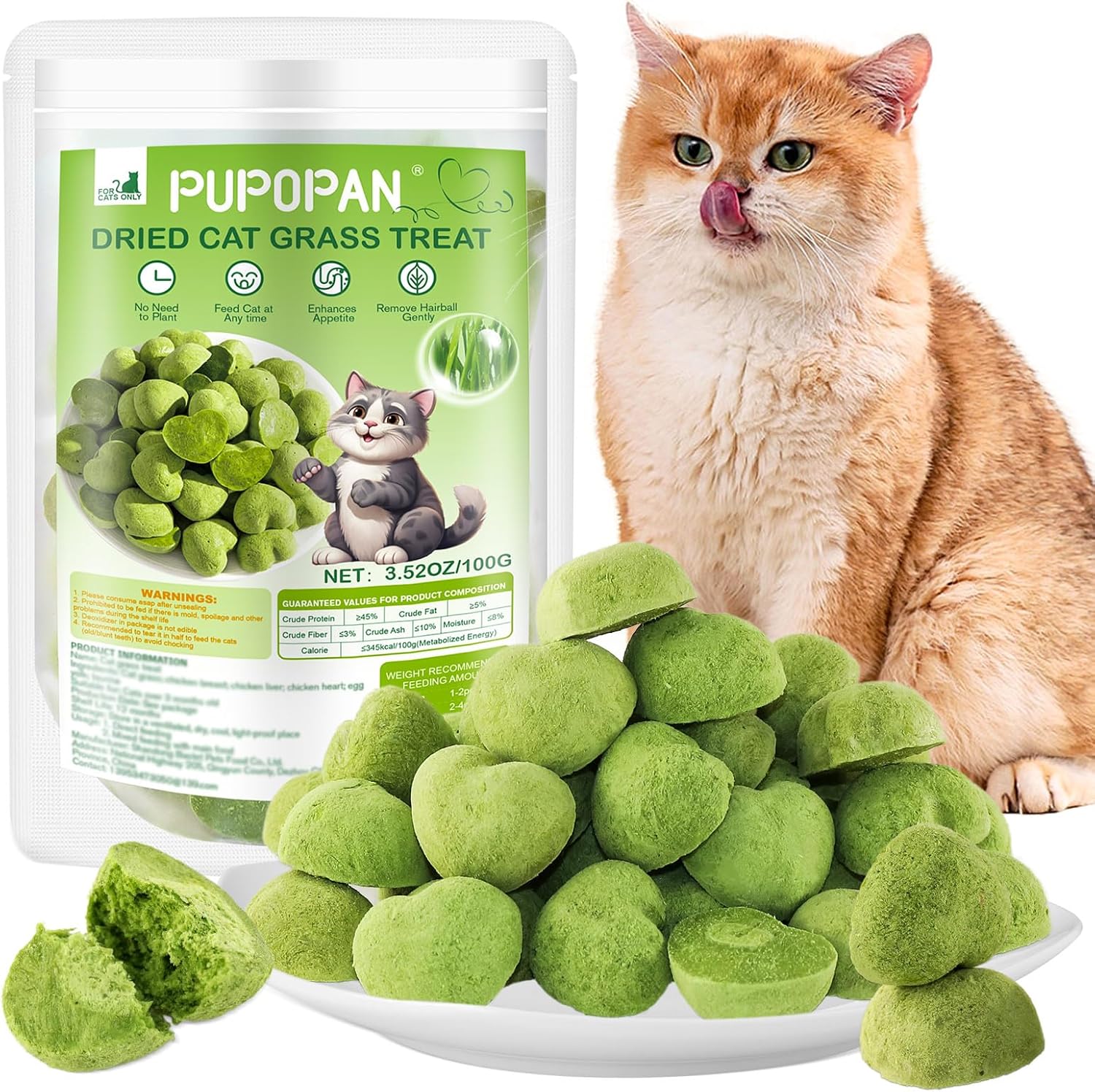 Cat Grass Teething Sticks, 100g Edible Freezed Drying Cat Grass Treats ...