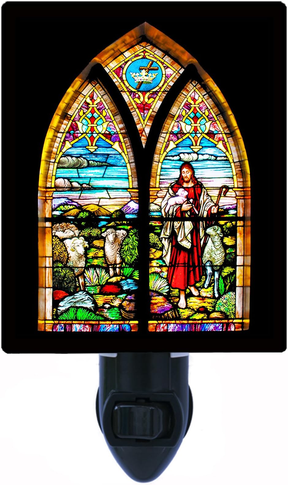 Religious Night Light, Stained Glass Good Shepherd, Church LED Night ...