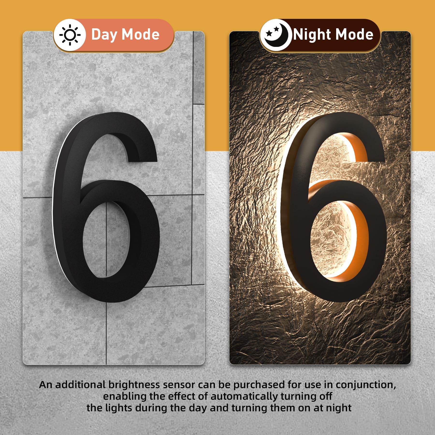 5 Inch Backlit LED House Numbers, Waterproof Stainless Steel, High ...