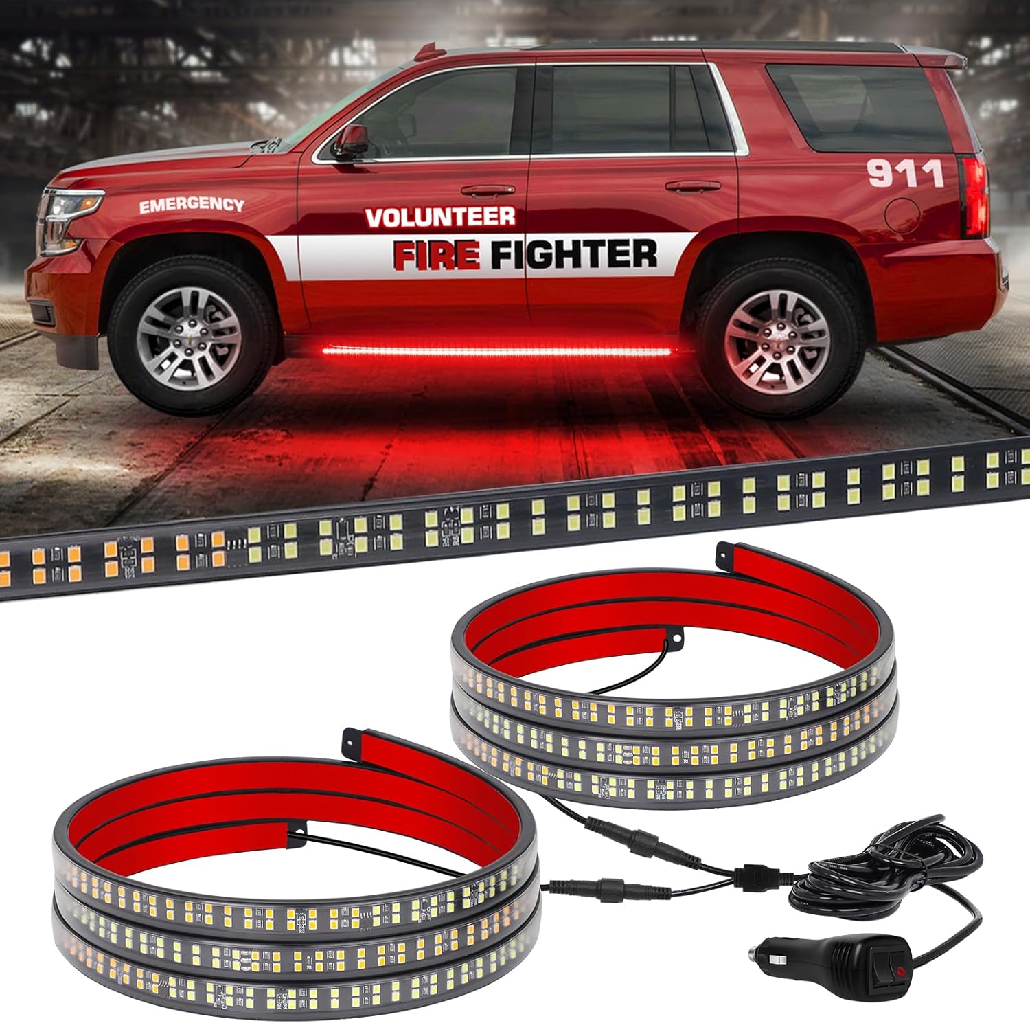 Amazon.com: XRIDONSEN 2PCS 60 inch Red Emergency Lights Strip 720 LED ...