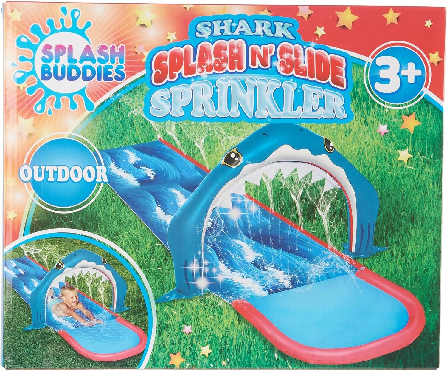 Amazon.com: Splash Buddies Blue Shark Slip n Slide with Sprinkler ...