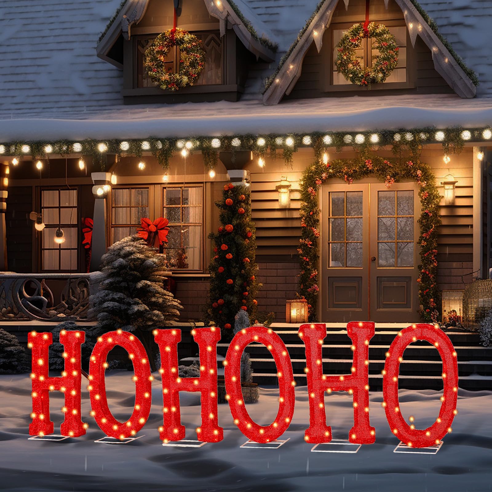 Tradder 6 Pcs Outdoor Christmas Decorations LED Letters Lights 18.5 x ...