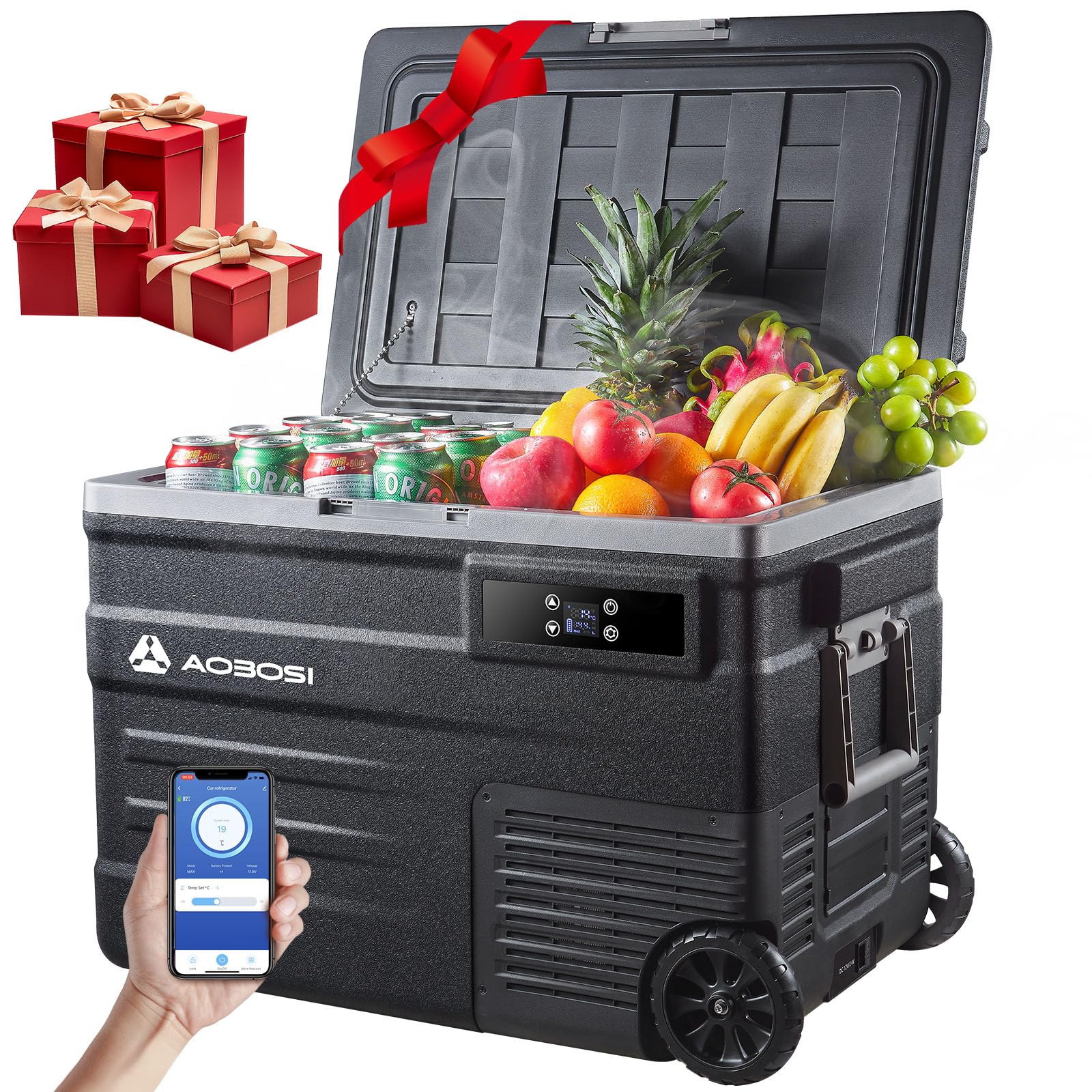 AAOBOSI Compressor Cool Box 45 L, Cool Box Car with WiFi App Control ...
