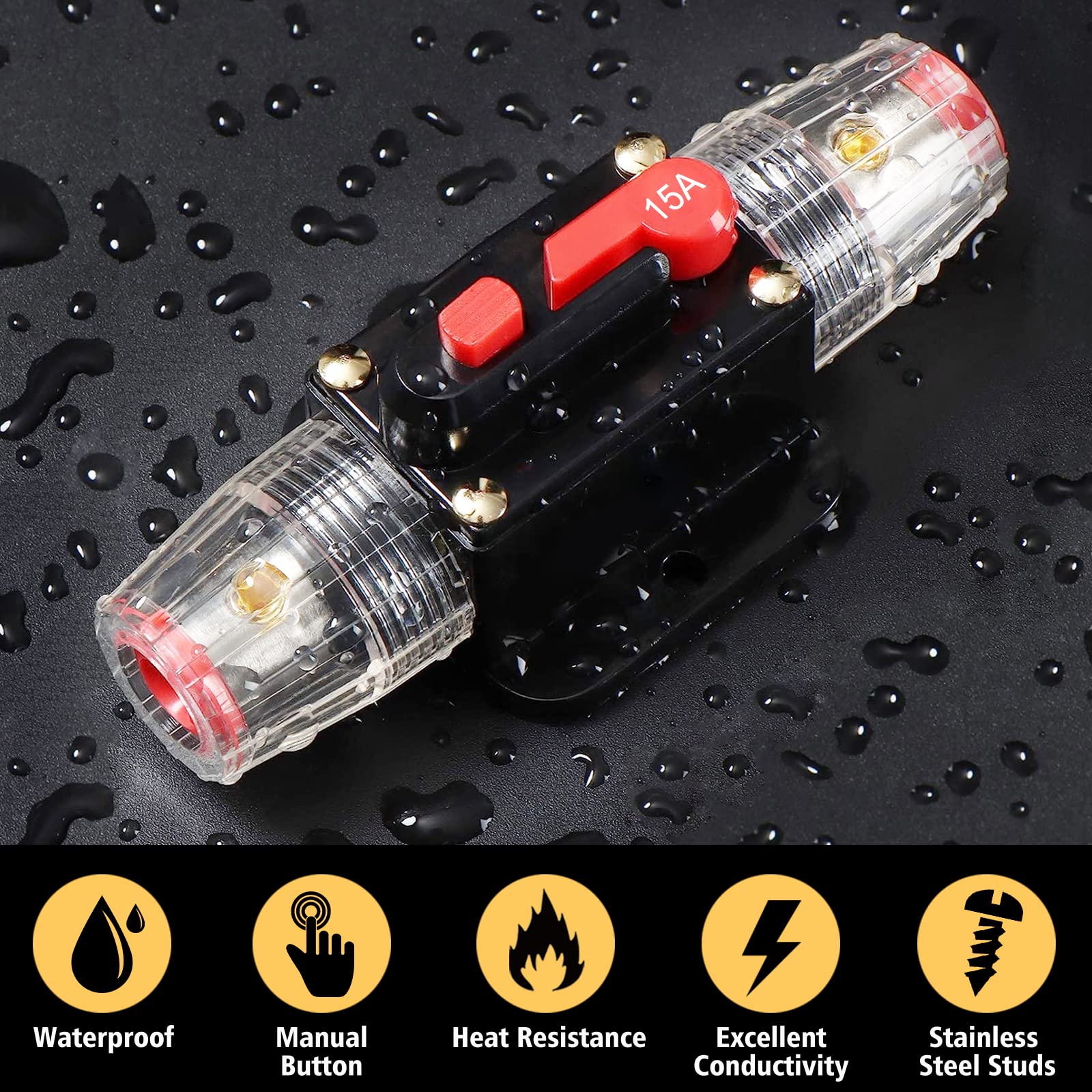 Snapklik.com : Circuit Breaker Switch 15A Waterproof Fuse Inline Holder ...