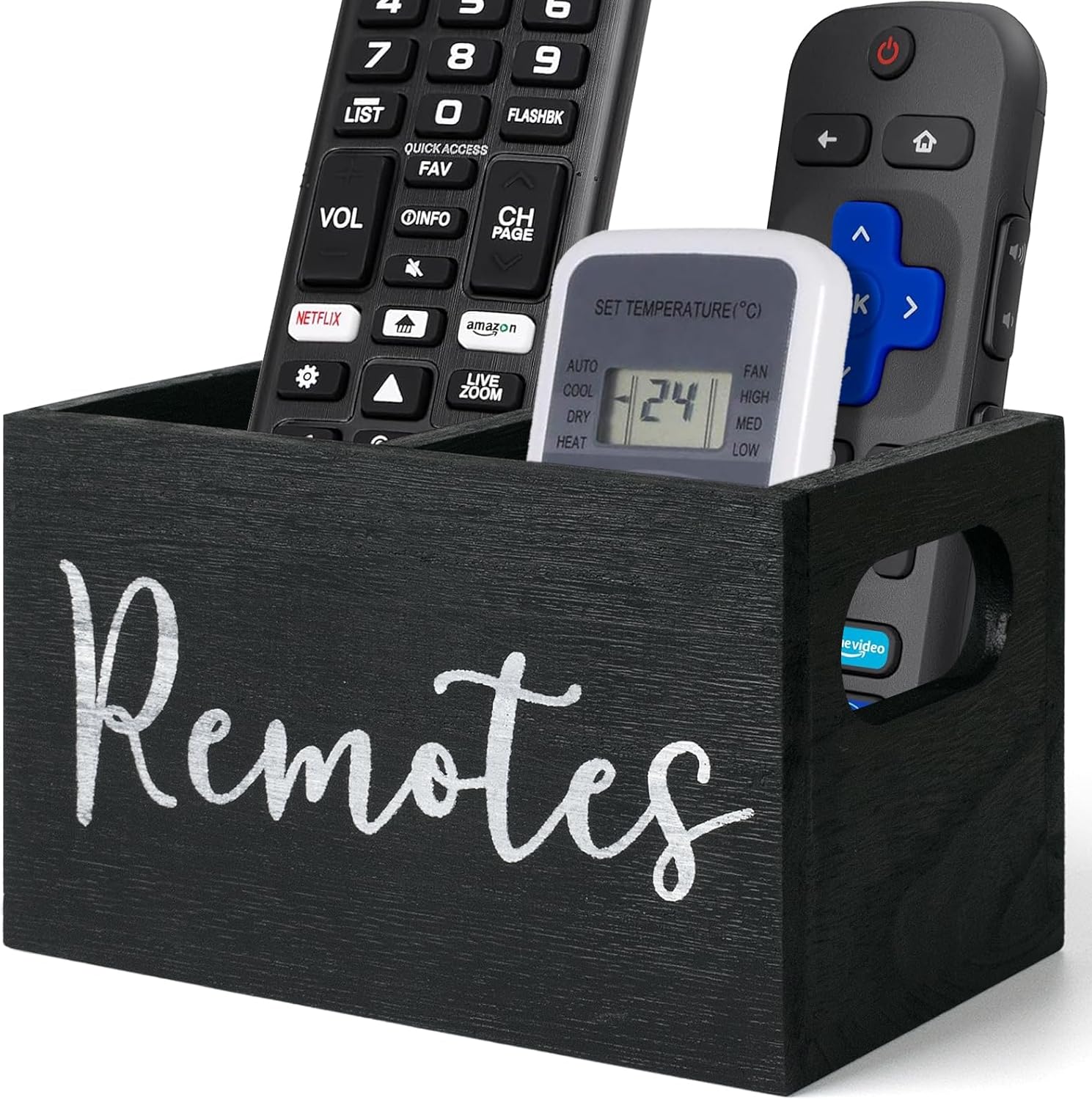 VACONICO Remote Control Holder for Table, 2 Slot Wooden TV Controller ...